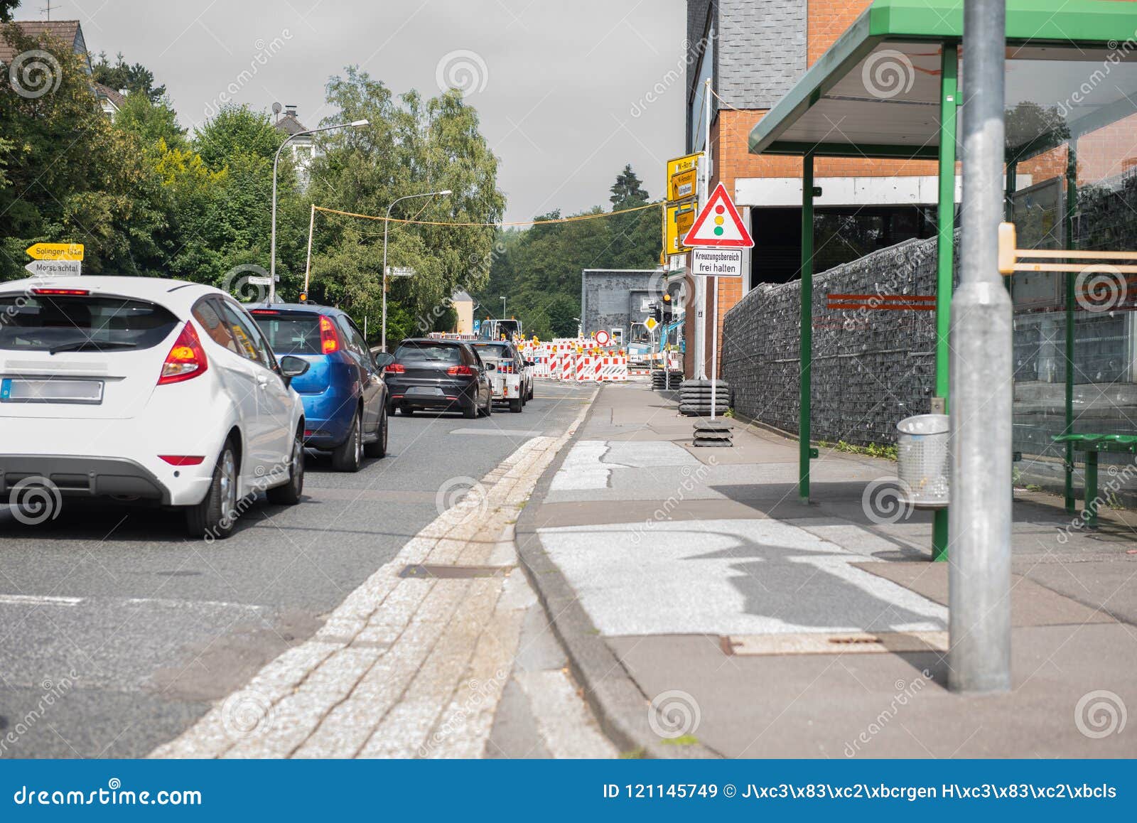Construction Site with Single-lane Traffic Control and Traffic L Stock ...