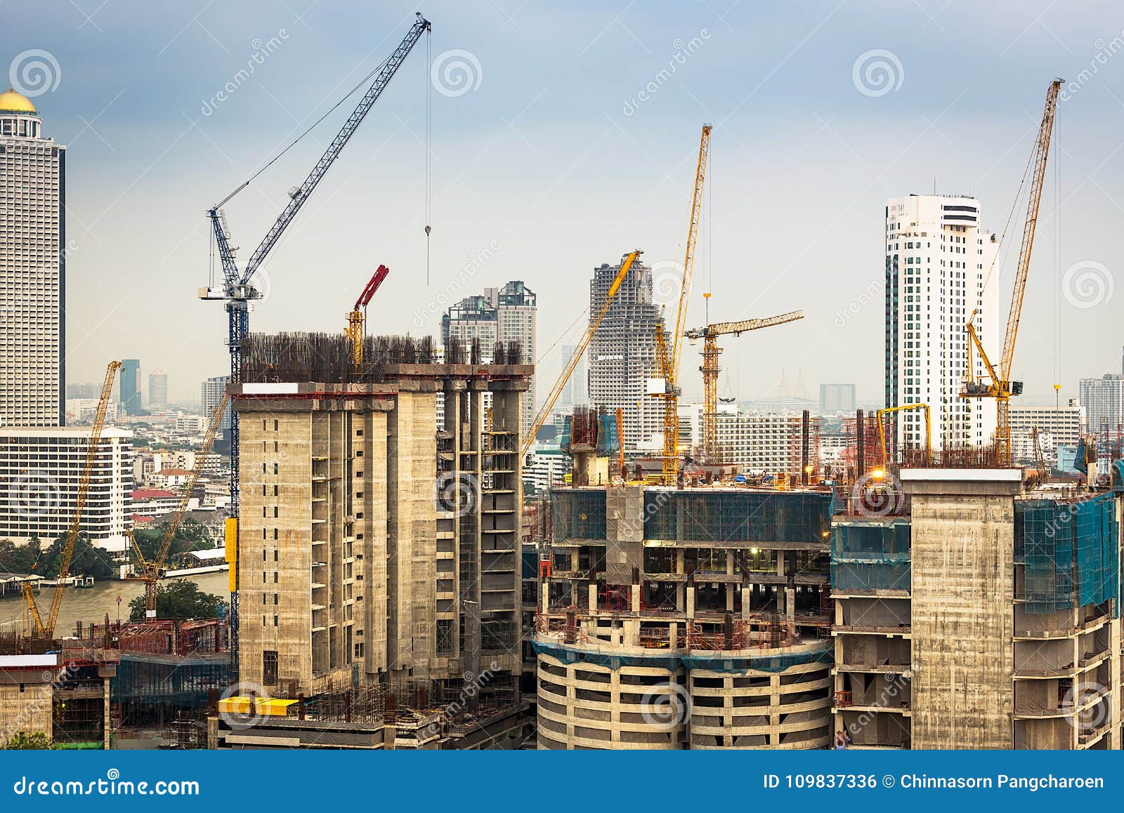 Construction site in city stock photo. Image of high - 109837336