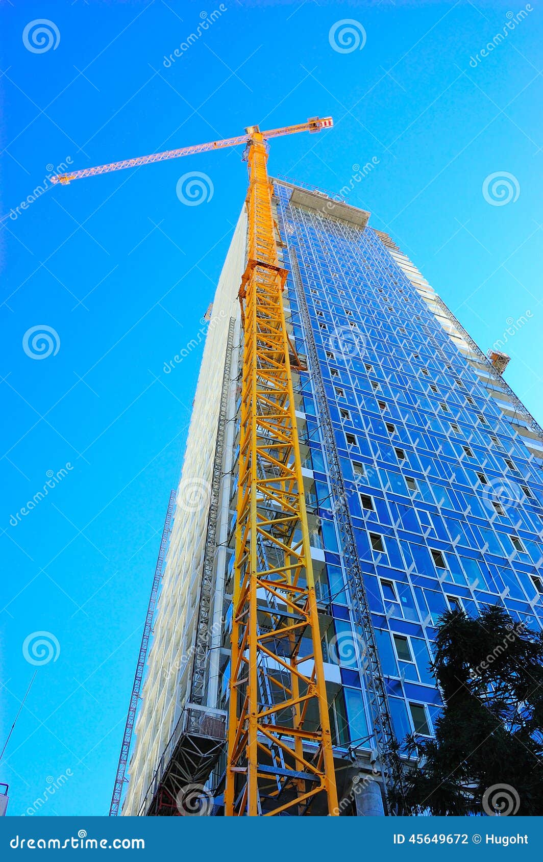 Construction Site Skyscraper and Crane Stock Photo - Image of building ...