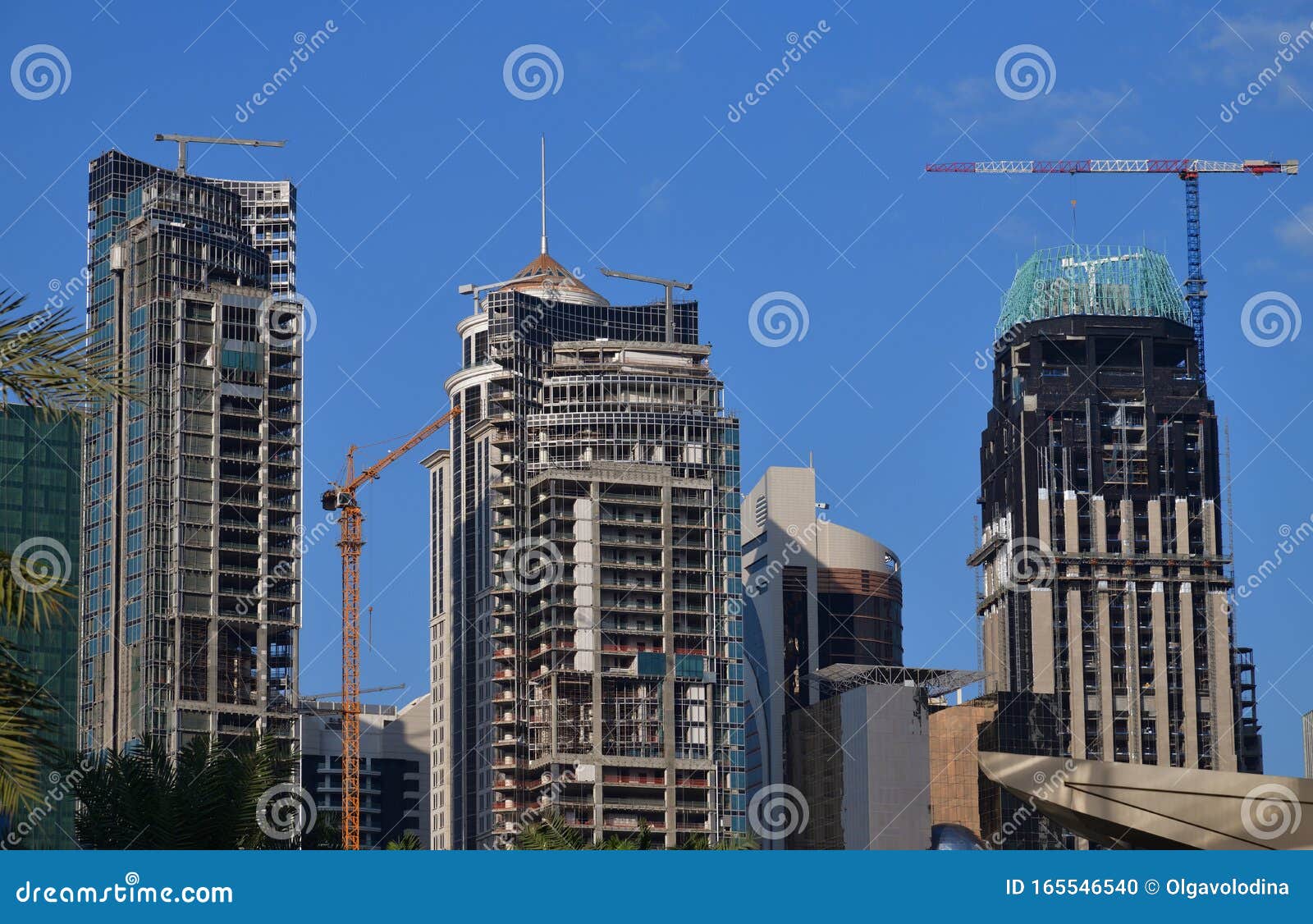 Construction Site and Skyscrapers in Doha, Qatar Stock Photo - Image of ...