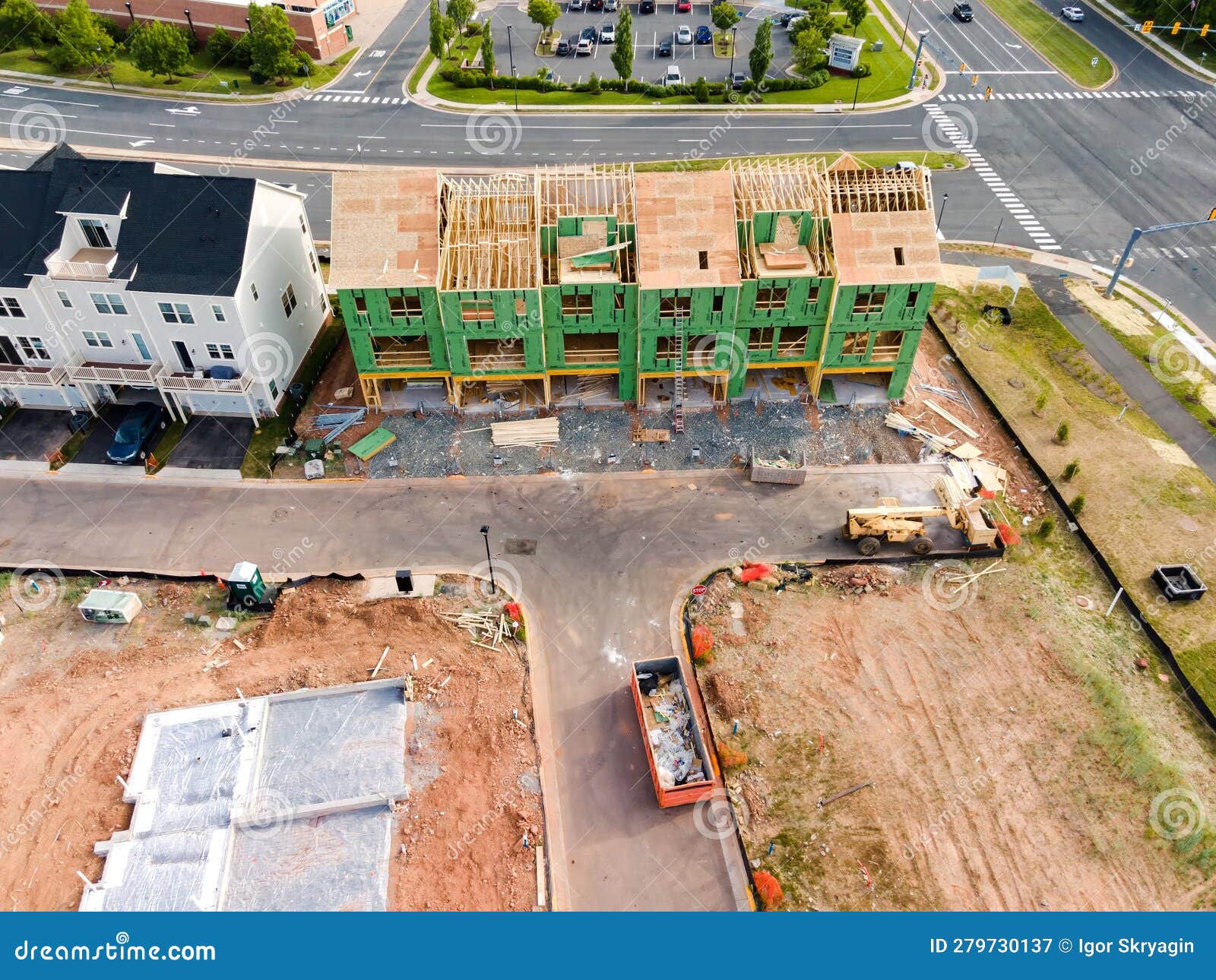 Construction Site in a Small American Town. Apartment Building Under ...