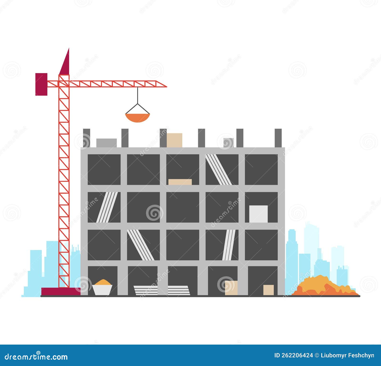 Construction Site Stage. Multi Story House Construction. Building ...