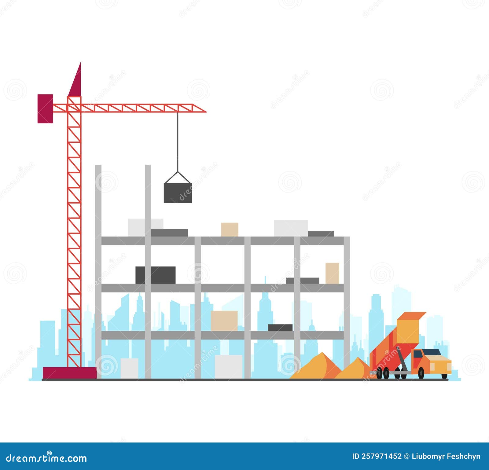 Construction Site Stage. Multi Story House Construction. Building ...