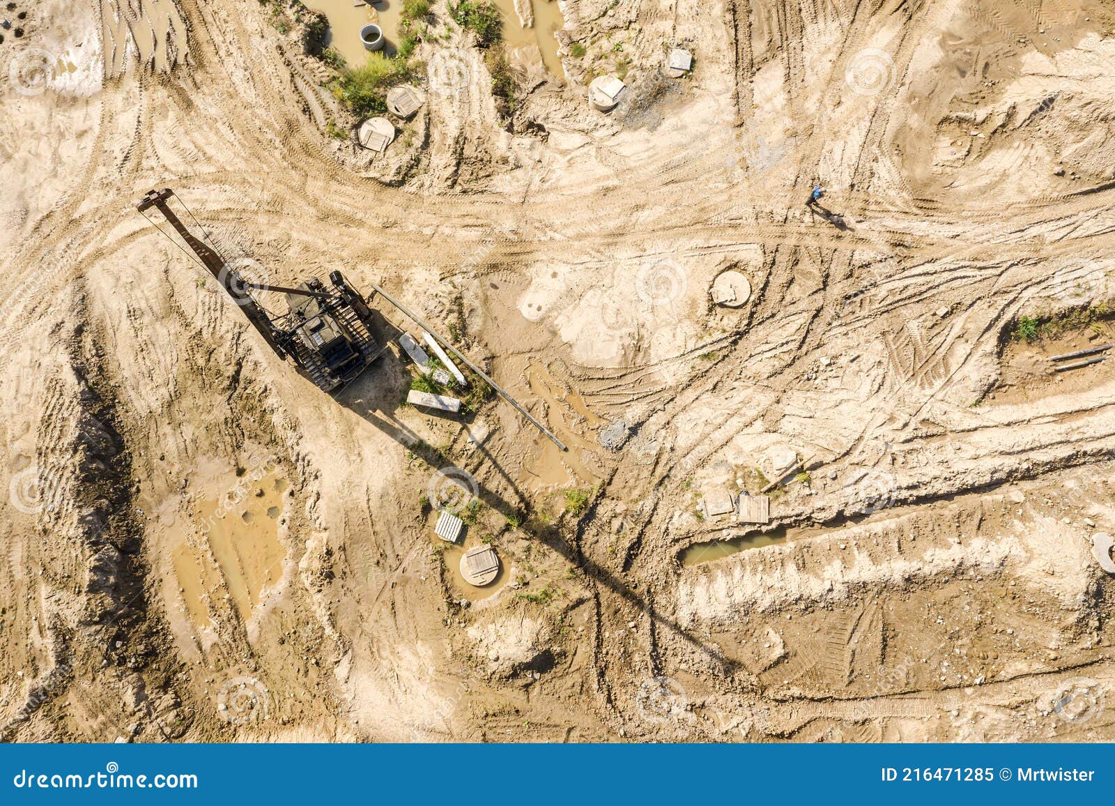 Construction Site in Stage of Preparation of the Ground with a Drilling ...