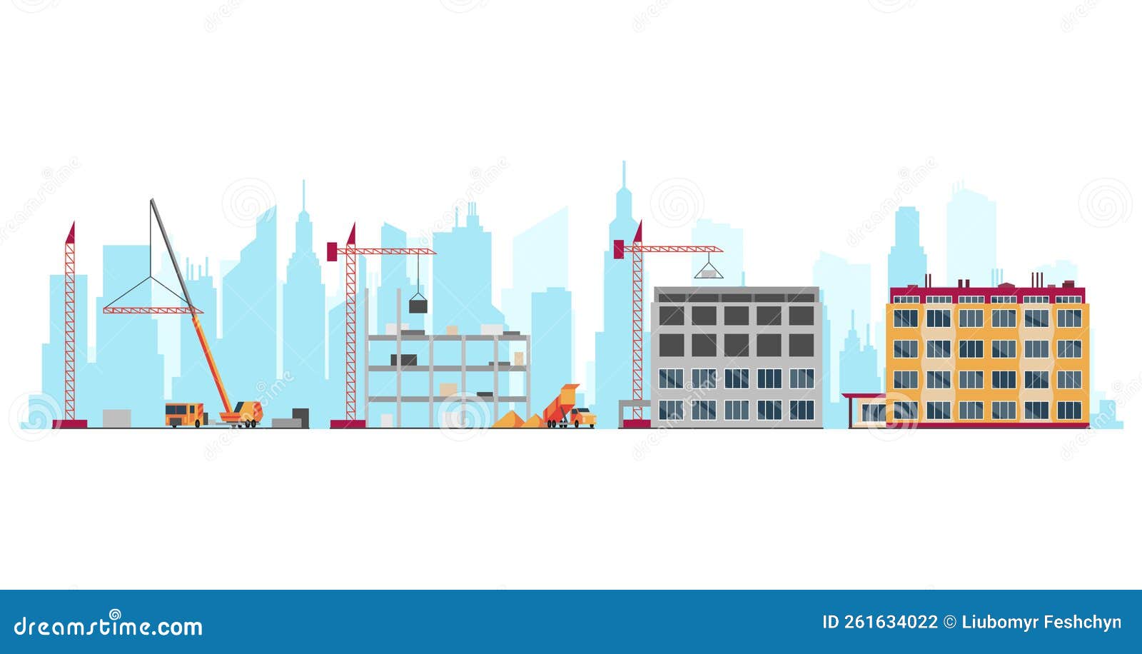 Construction Site Stages. Multi Story House Construction. Building ...