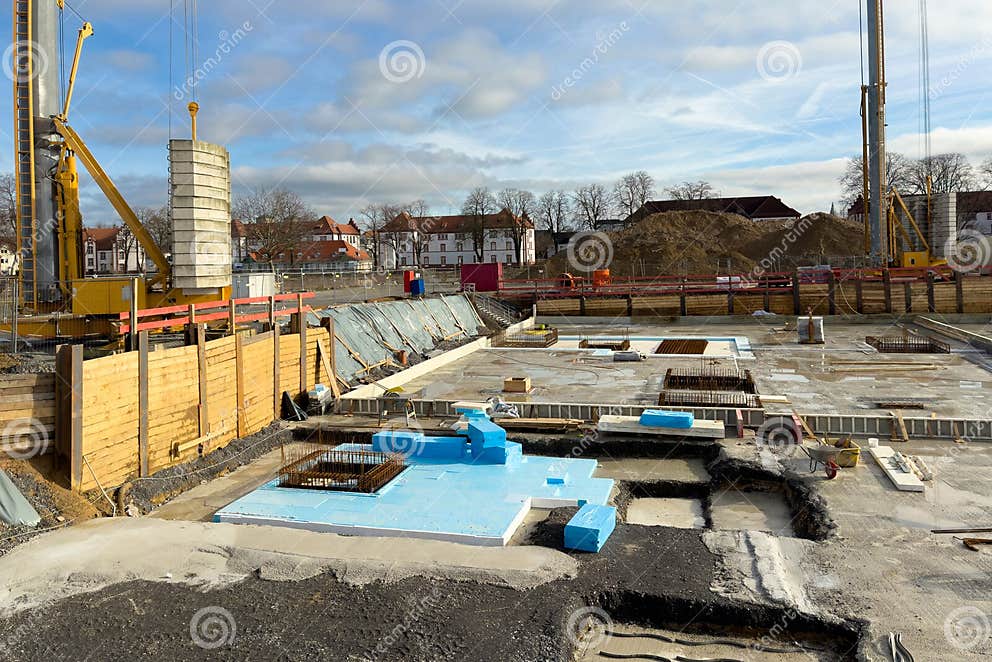Construction Site with the Start of Construction of the Building ...