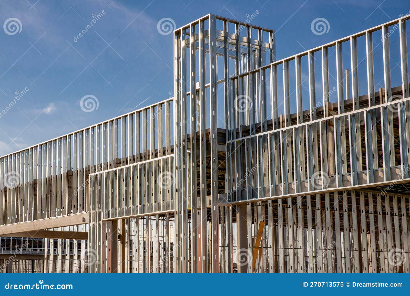 Construction Site with Steel Bars Forming the Frame of a New Building ...
