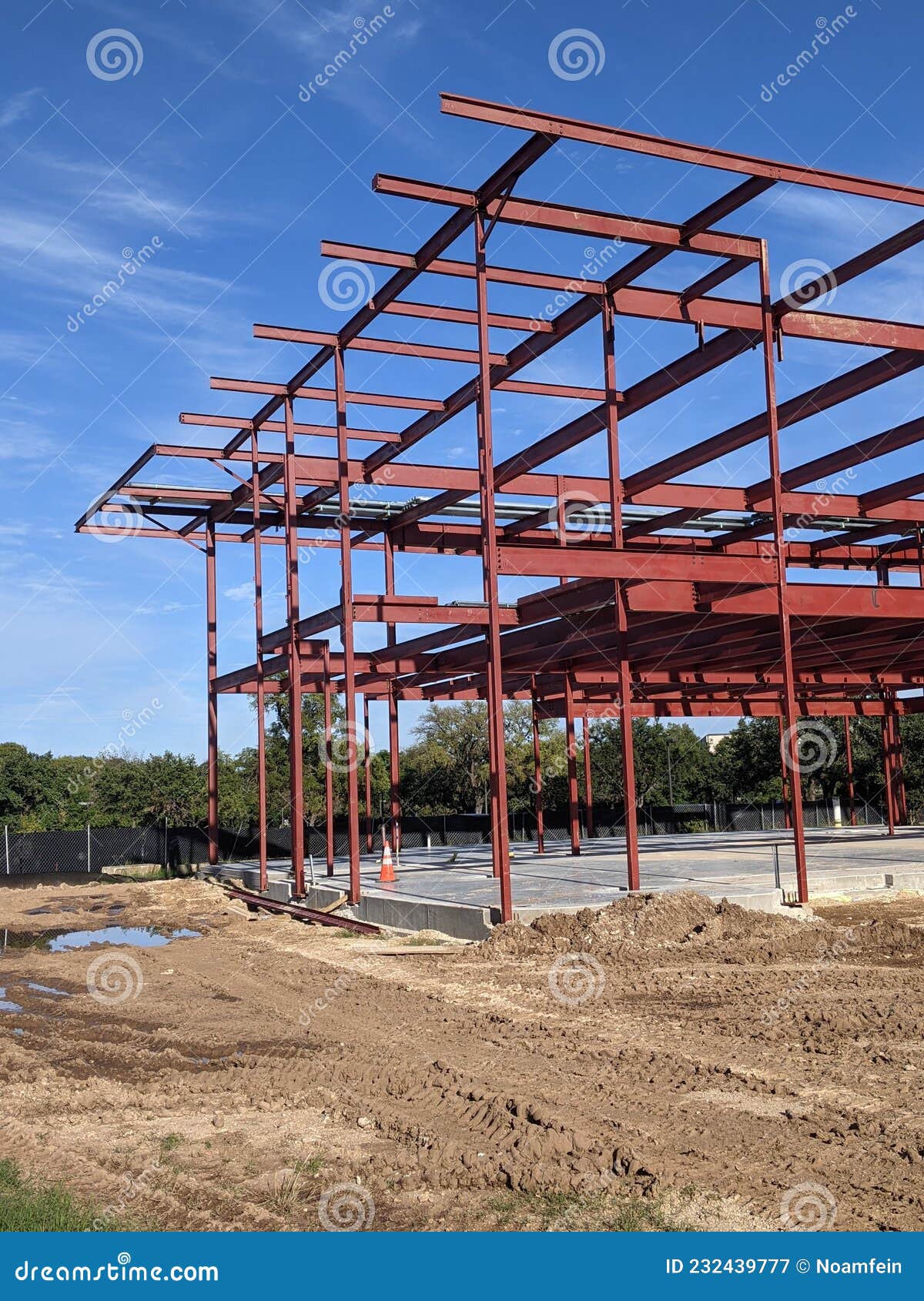 Construction Site with Steel Beams Stock Image - Image of site, strong ...