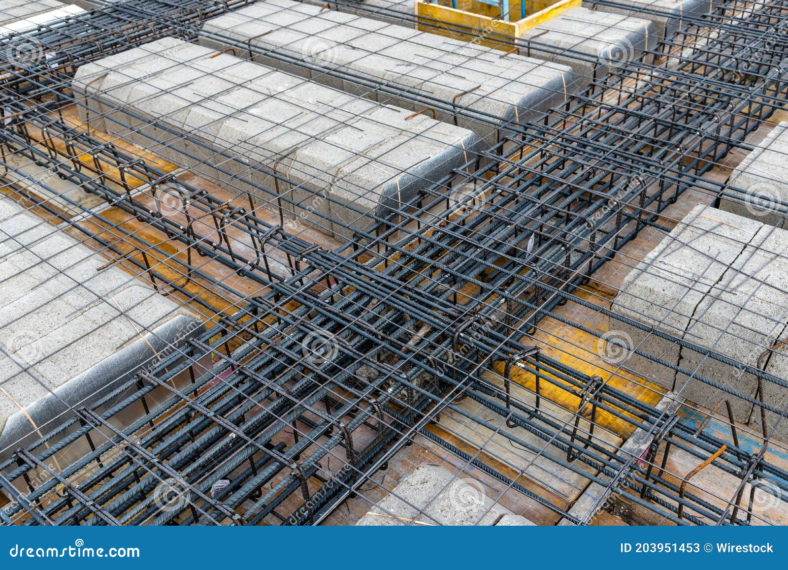 Construction Site with Steel Formworks and Reinforcing Bars for Stock ...