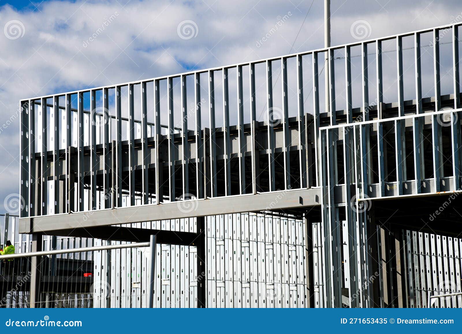 Construction Site with Steel Frame of Building Exposed Stock Image ...