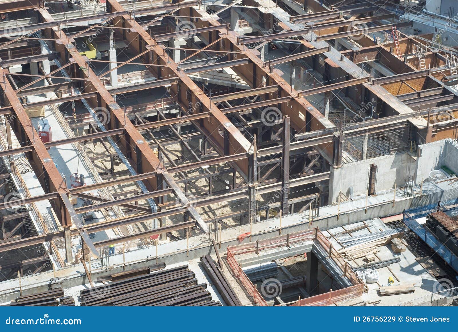 Construction Site with Steel Girders Stock Image - Image of building ...