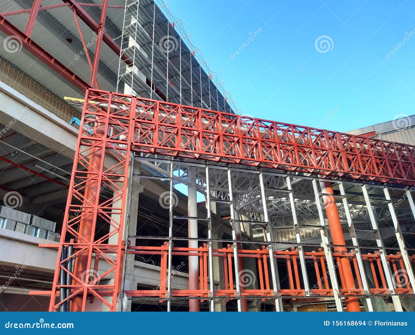 On the Construction Site, Steel Structure Framework Under Construction ...