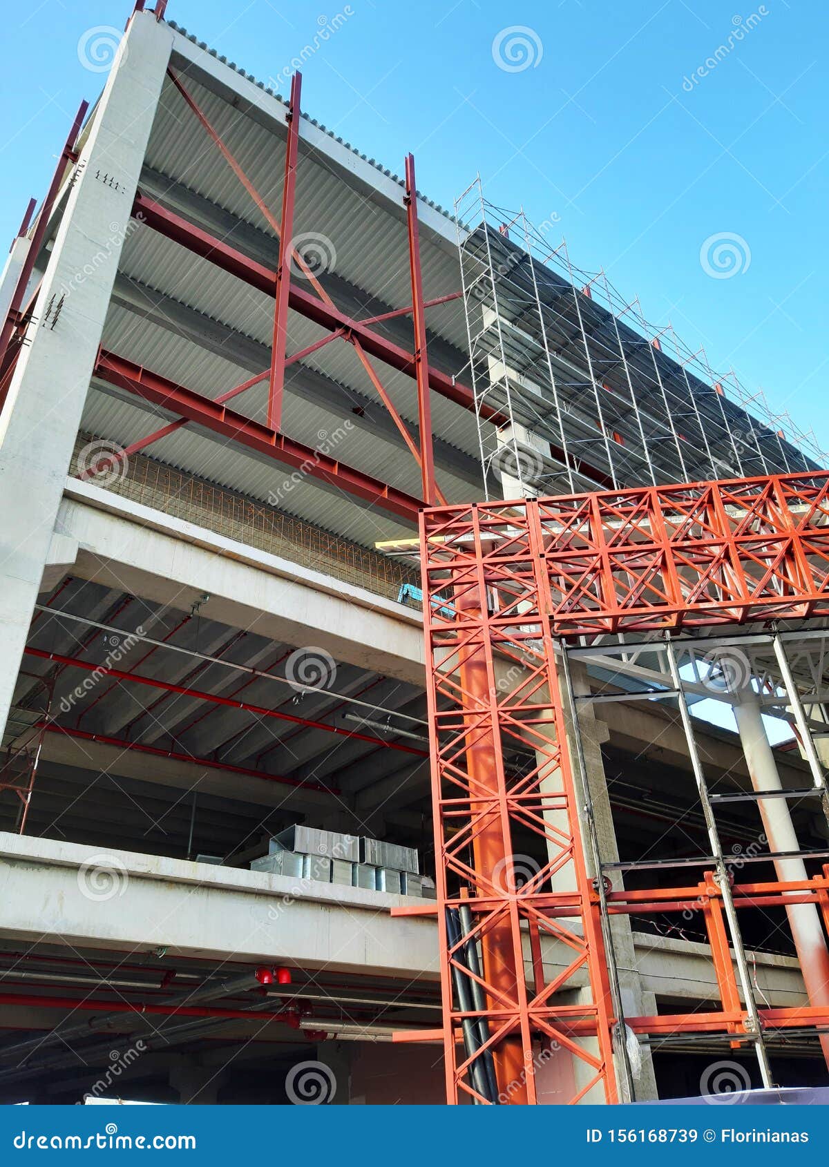 On the Construction Site, Steel Structure Framework Under Construction ...