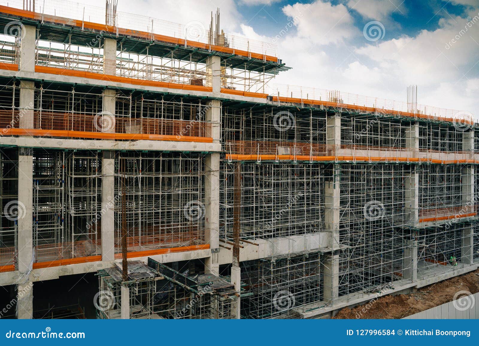 In the Construction Site, Steel Structure is Under Construction Stock ...