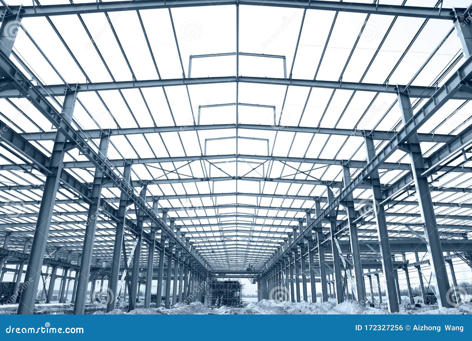 Steel Structure is Under Construction Stock Photo - Image of wireframe ...