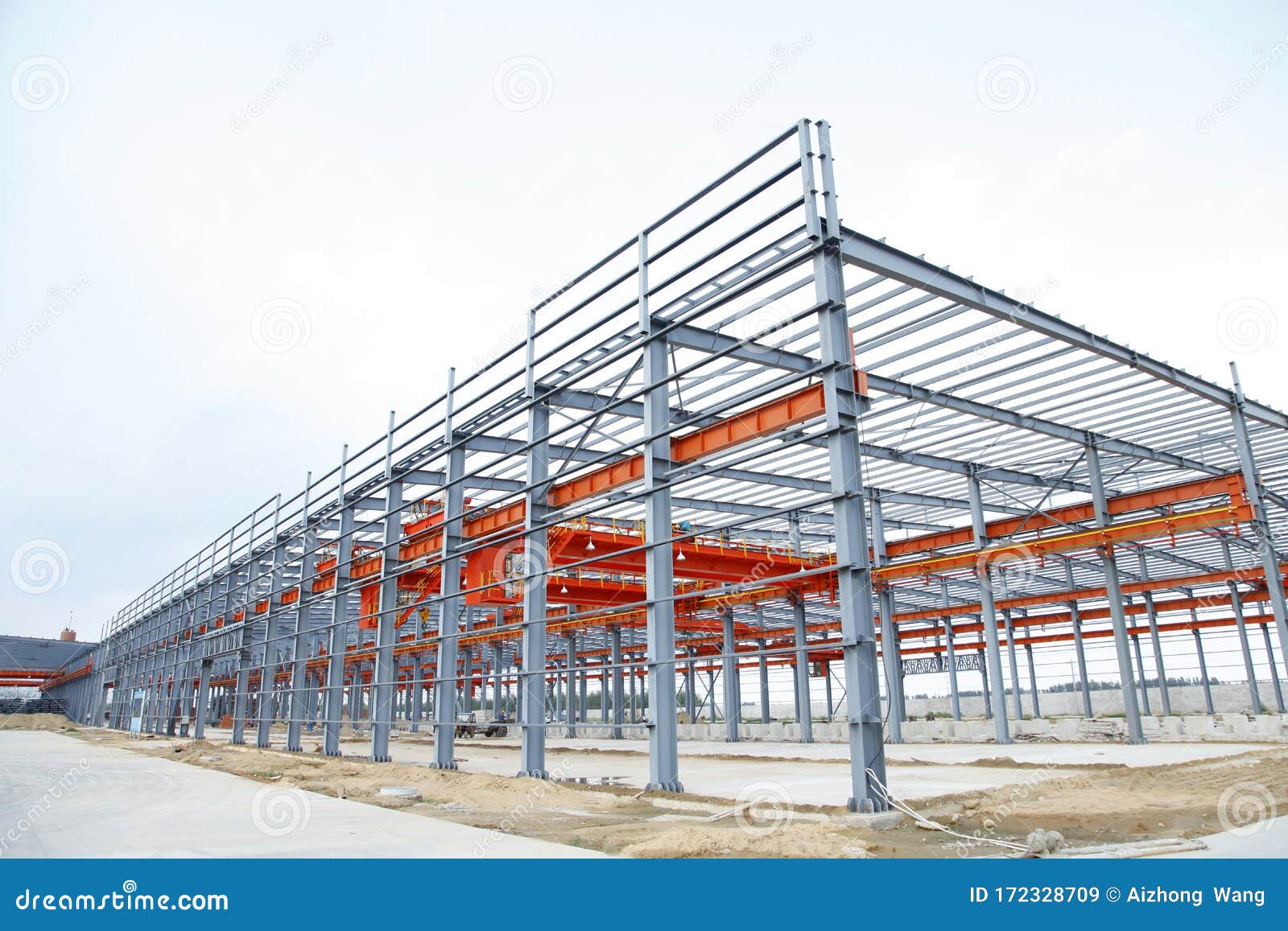 Steel Structure is Under Construction Stock Image - Image of safety ...