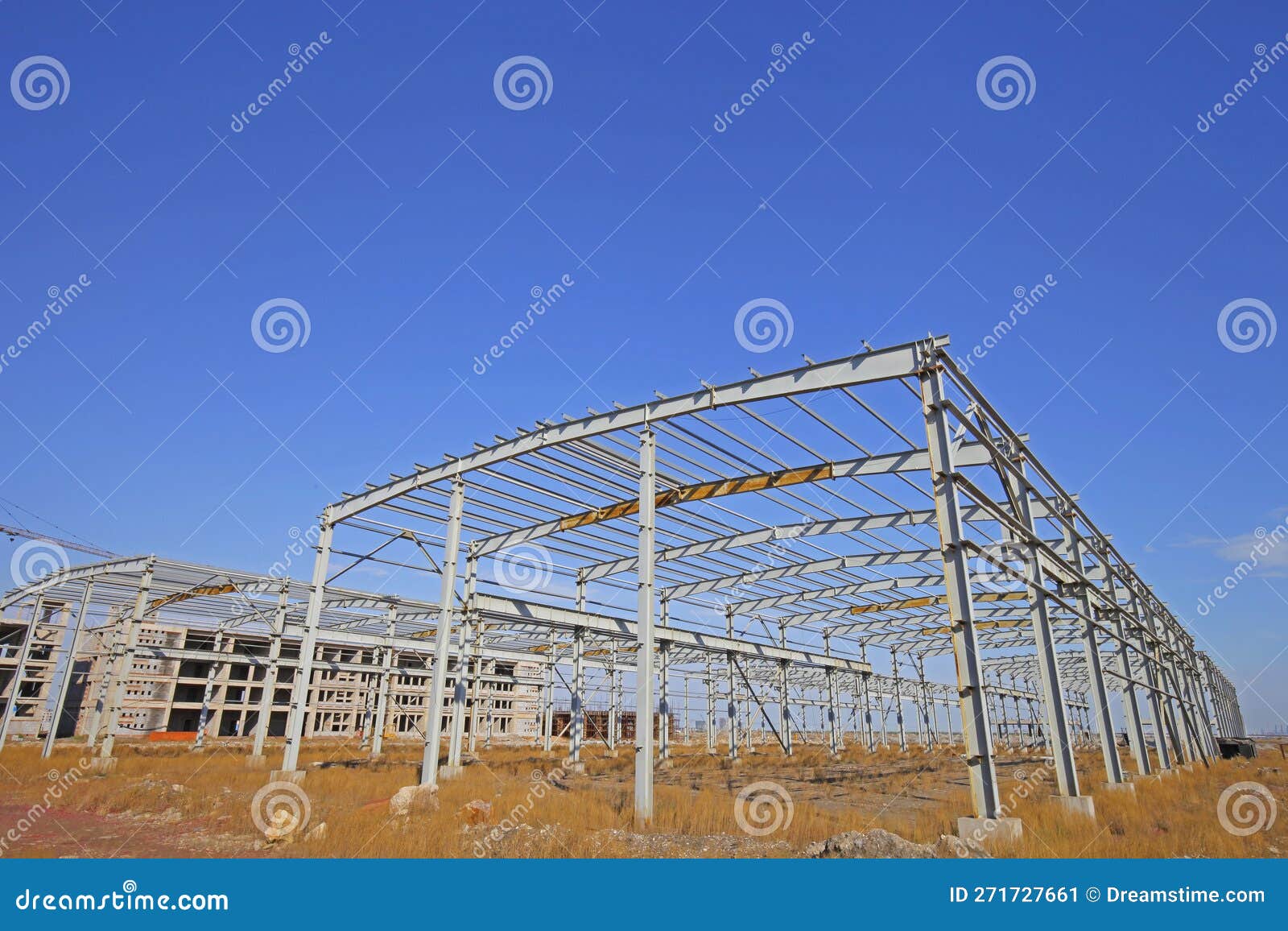 In the Construction Site, Steel Structure is Under Construction Stock ...