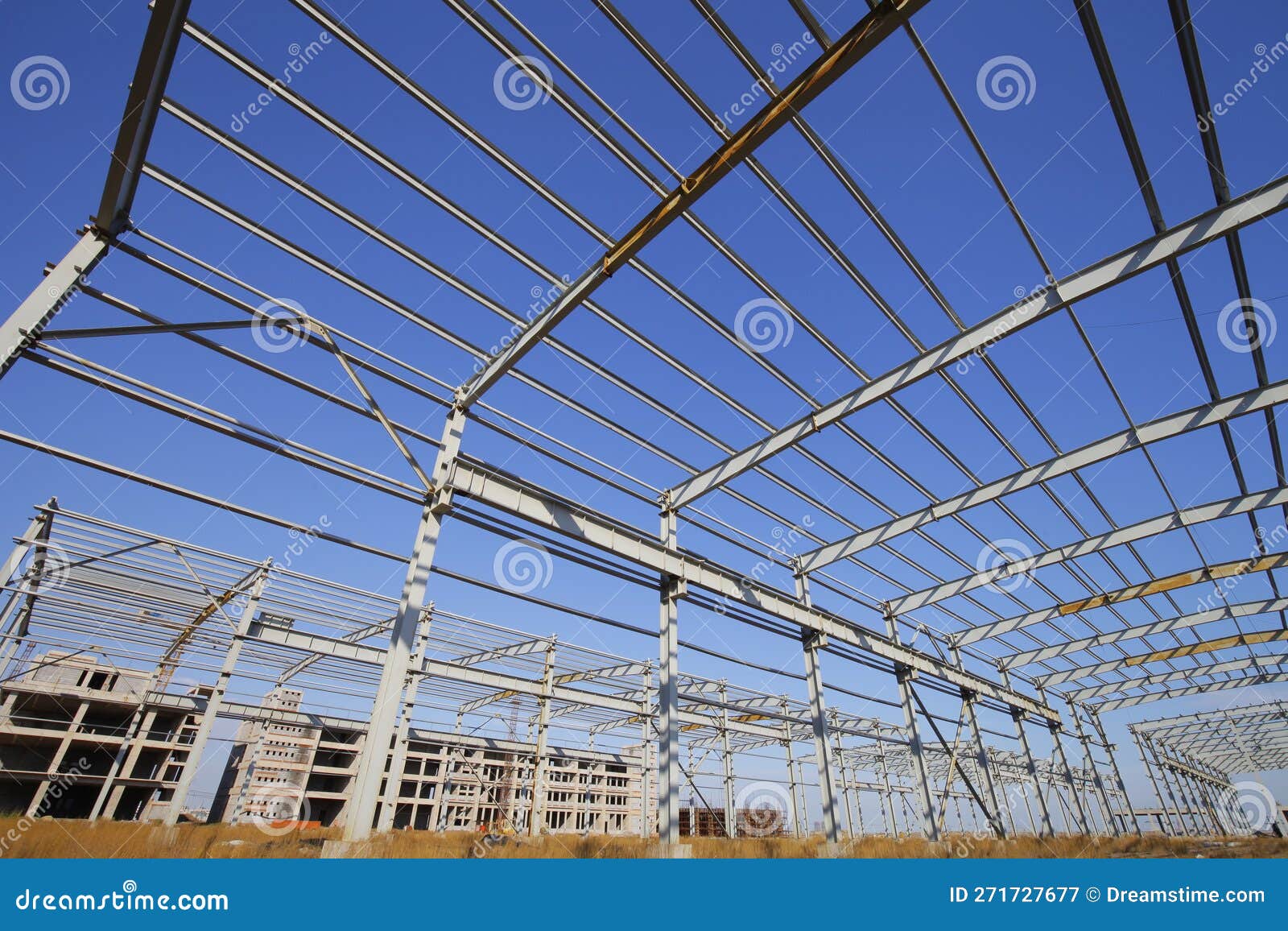 In the Construction Site, Steel Structure is Under Construction Stock ...