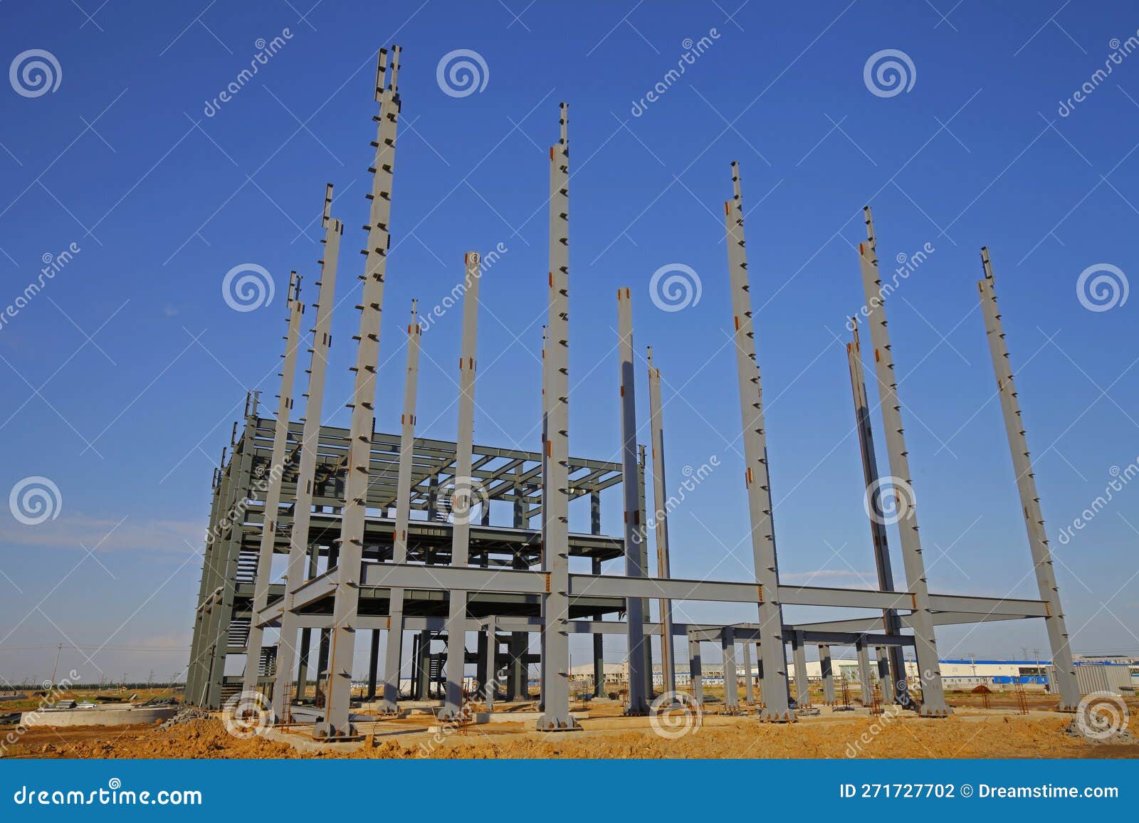 In the Construction Site, Steel Structure is Under Construction Stock ...
