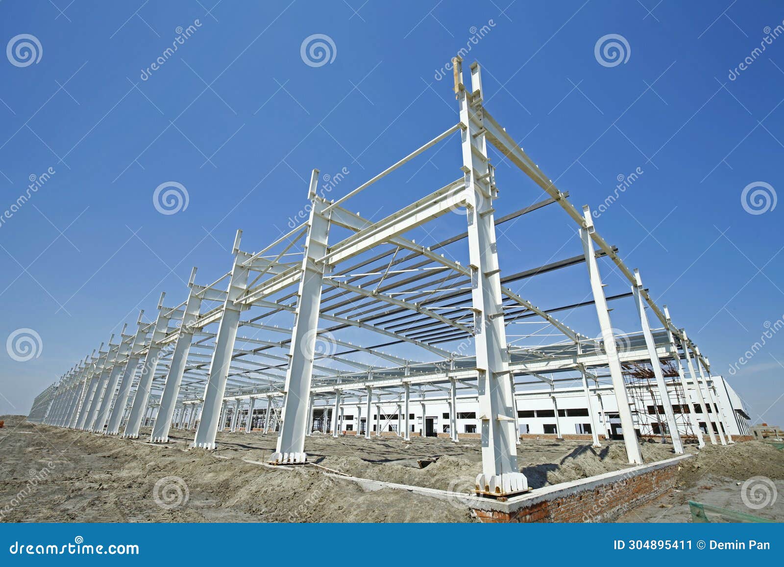 In the Construction Site, Steel Structure is Under Construction Stock ...