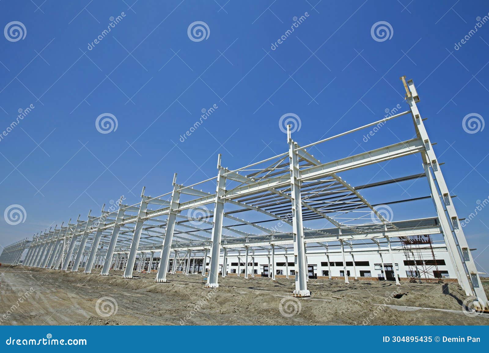 In the Construction Site, Steel Structure is Under Construction Stock ...