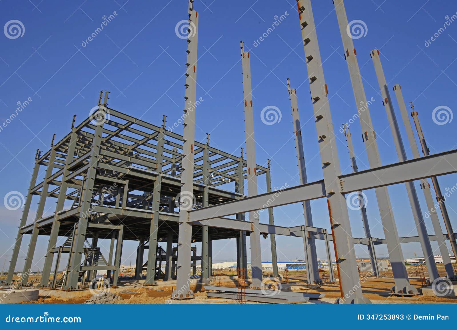 In the Construction Site, Steel Structure is Under Construction Stock ...