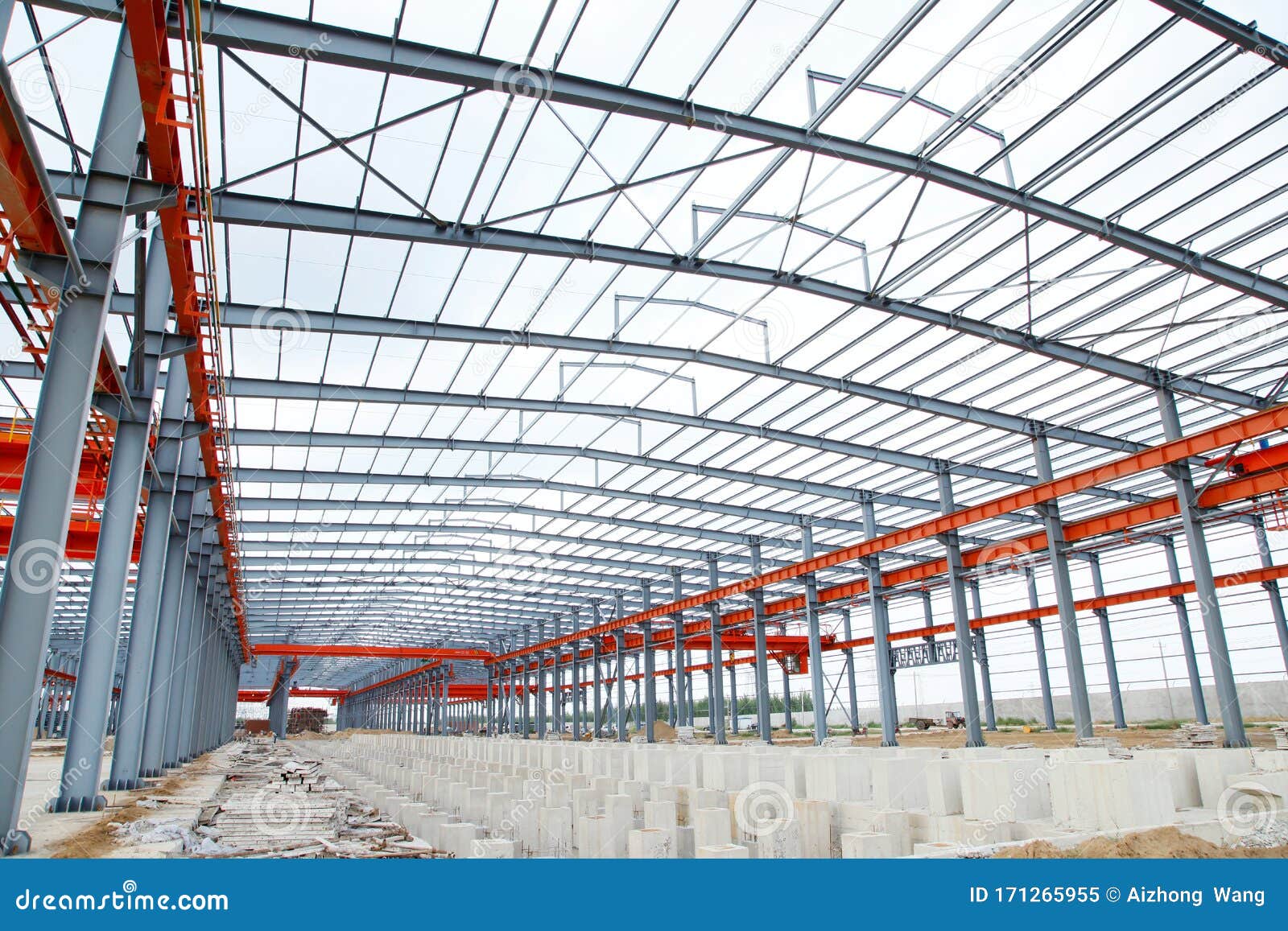 Steel Structure is Under Construction Stock Image - Image of girder ...