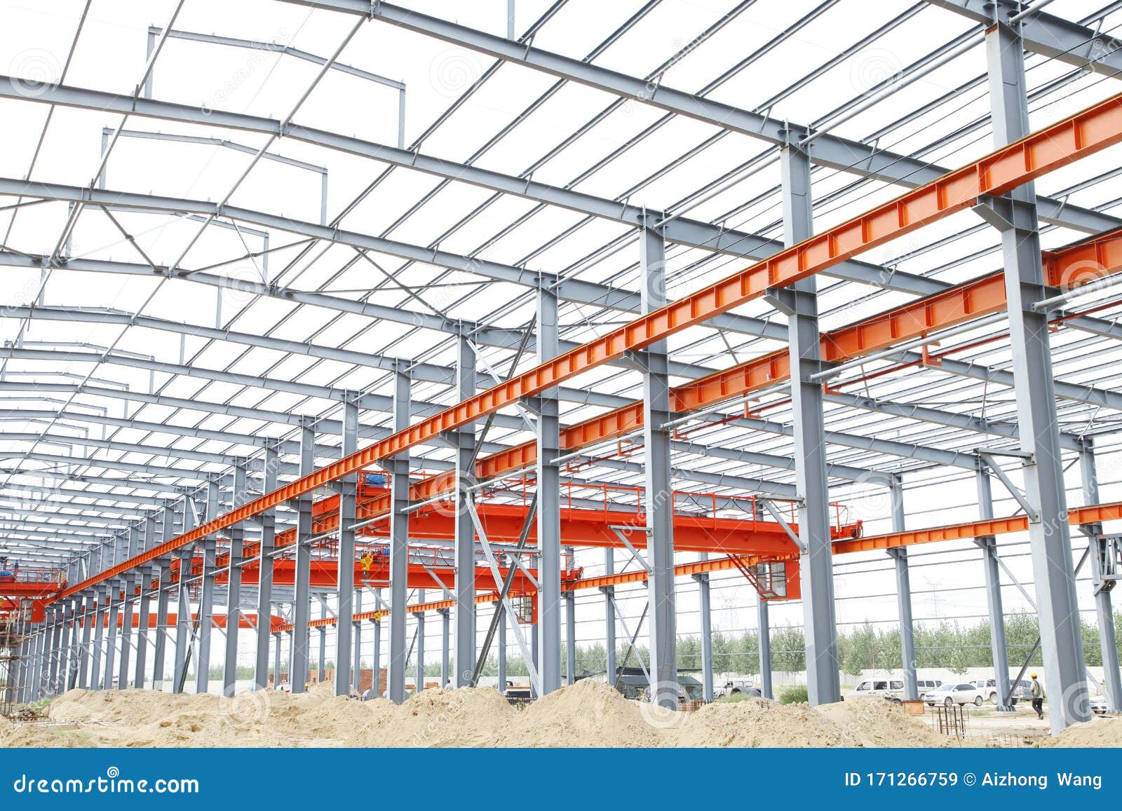 Steel Structure is Under Construction Stock Image - Image of storehouse ...