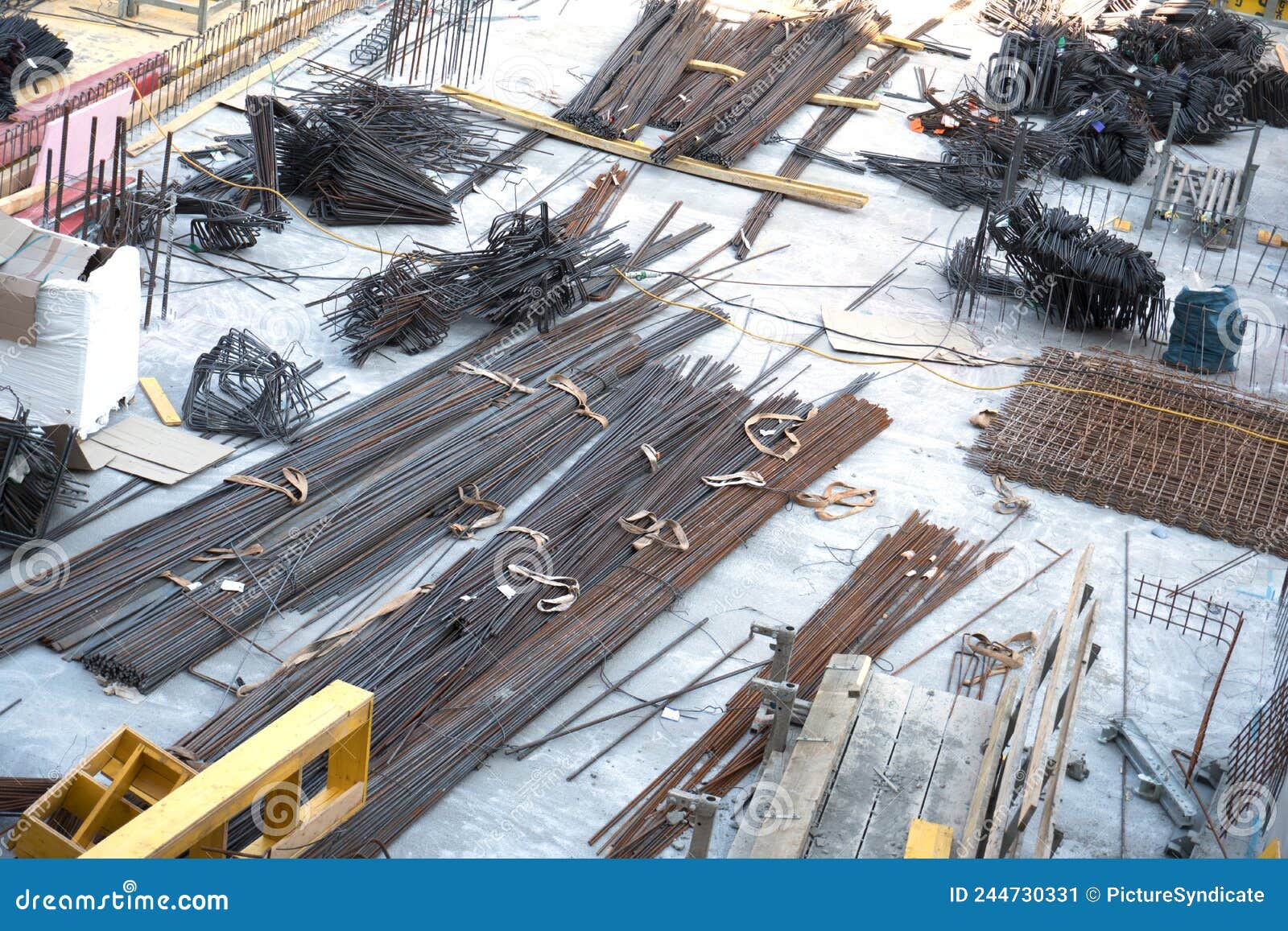 Bundles Of Steel Round Bar Stack In Layer Inside Large Distribution ...