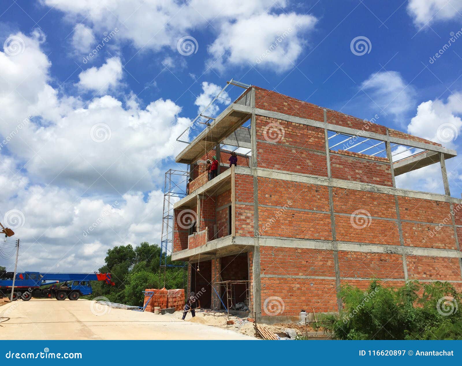 Construction Site in Sunny Day Stock Image - Image of block, real ...
