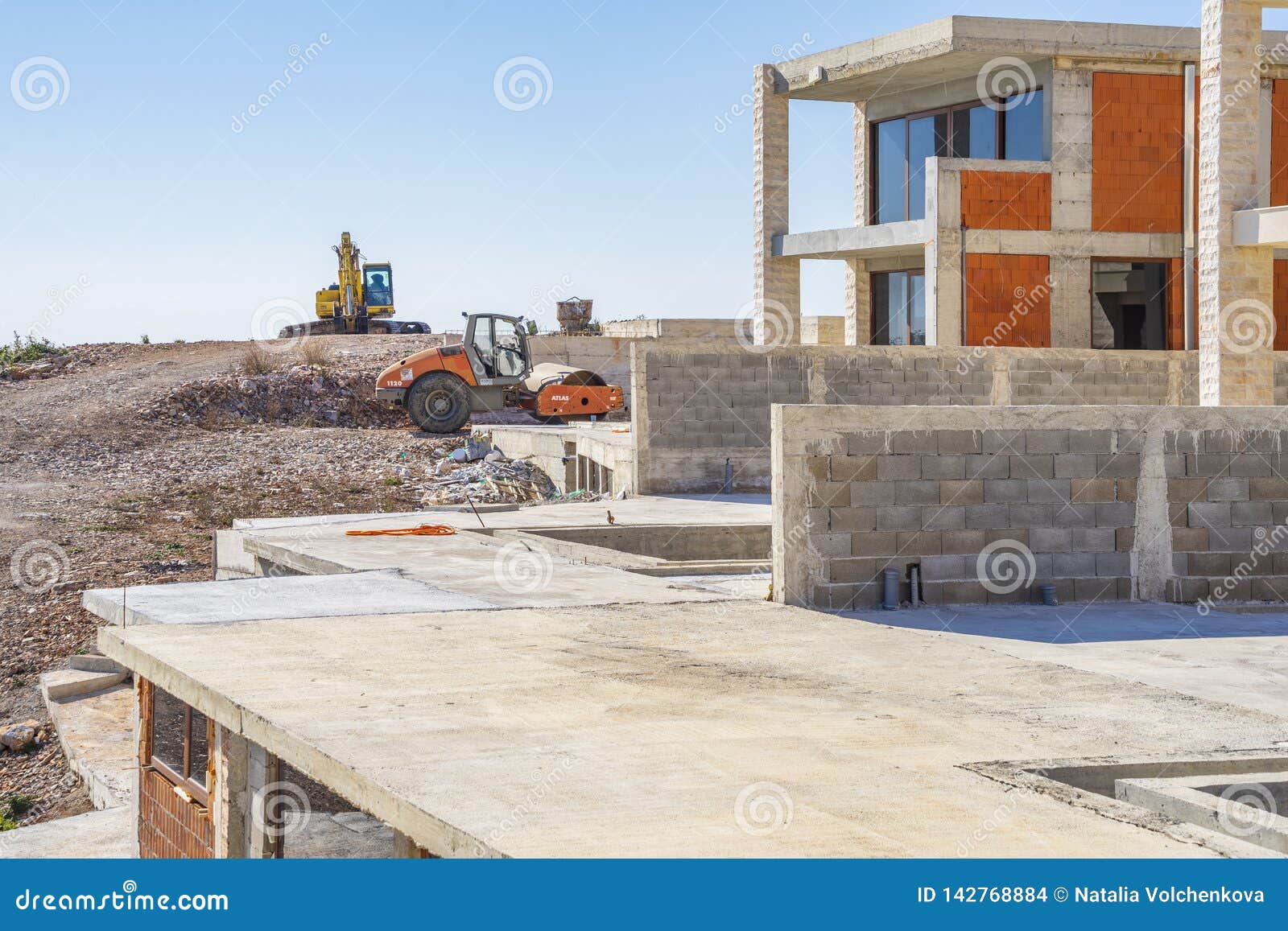 Construction Site on a Sunny Spring Day Editorial Stock Image - Image ...
