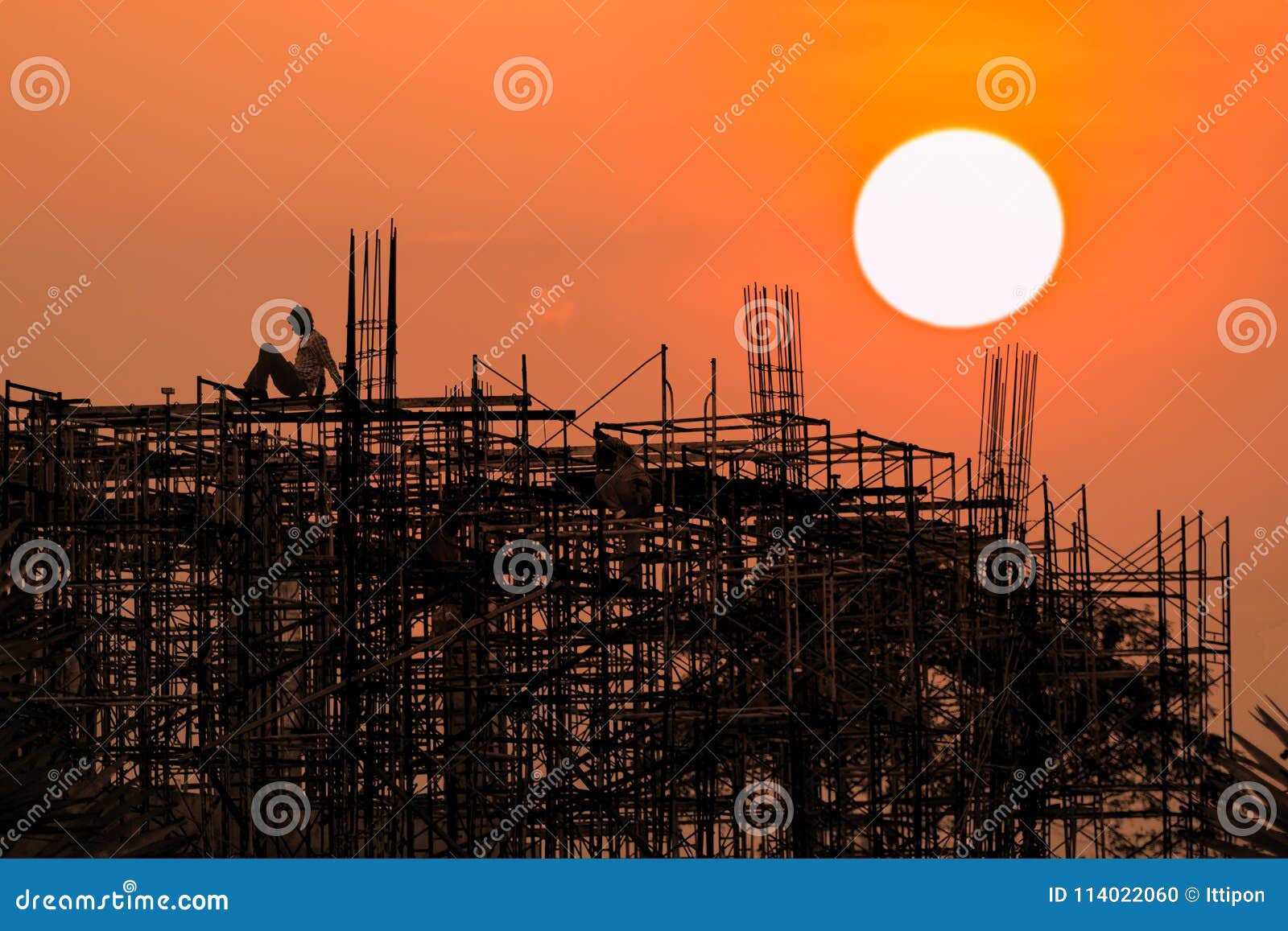 Construction Site with Sunrise or Sunset Sky Stock Photo - Image of ...
