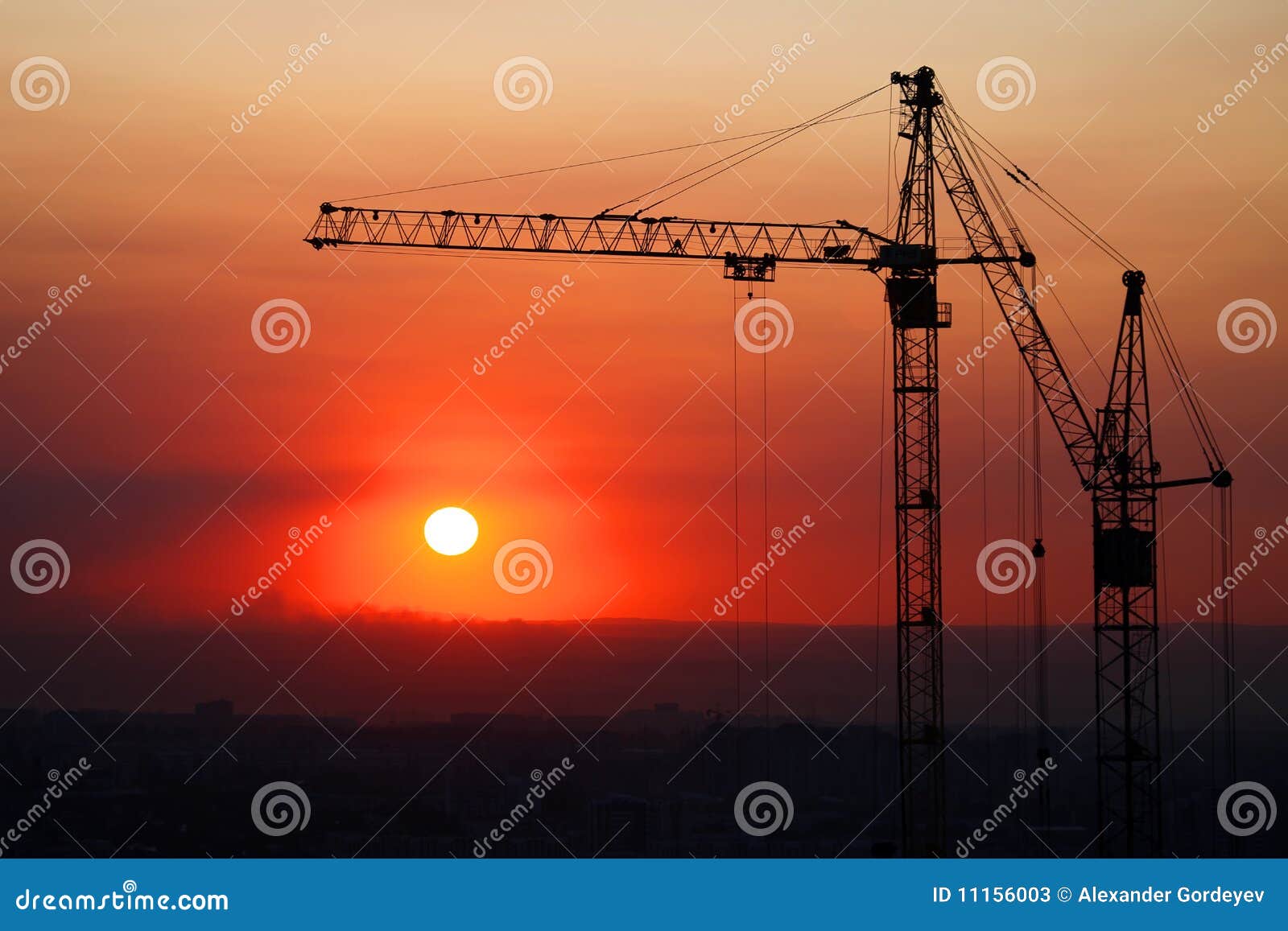 Construction Site on Sunset. Stock Image - Image of activity, building ...