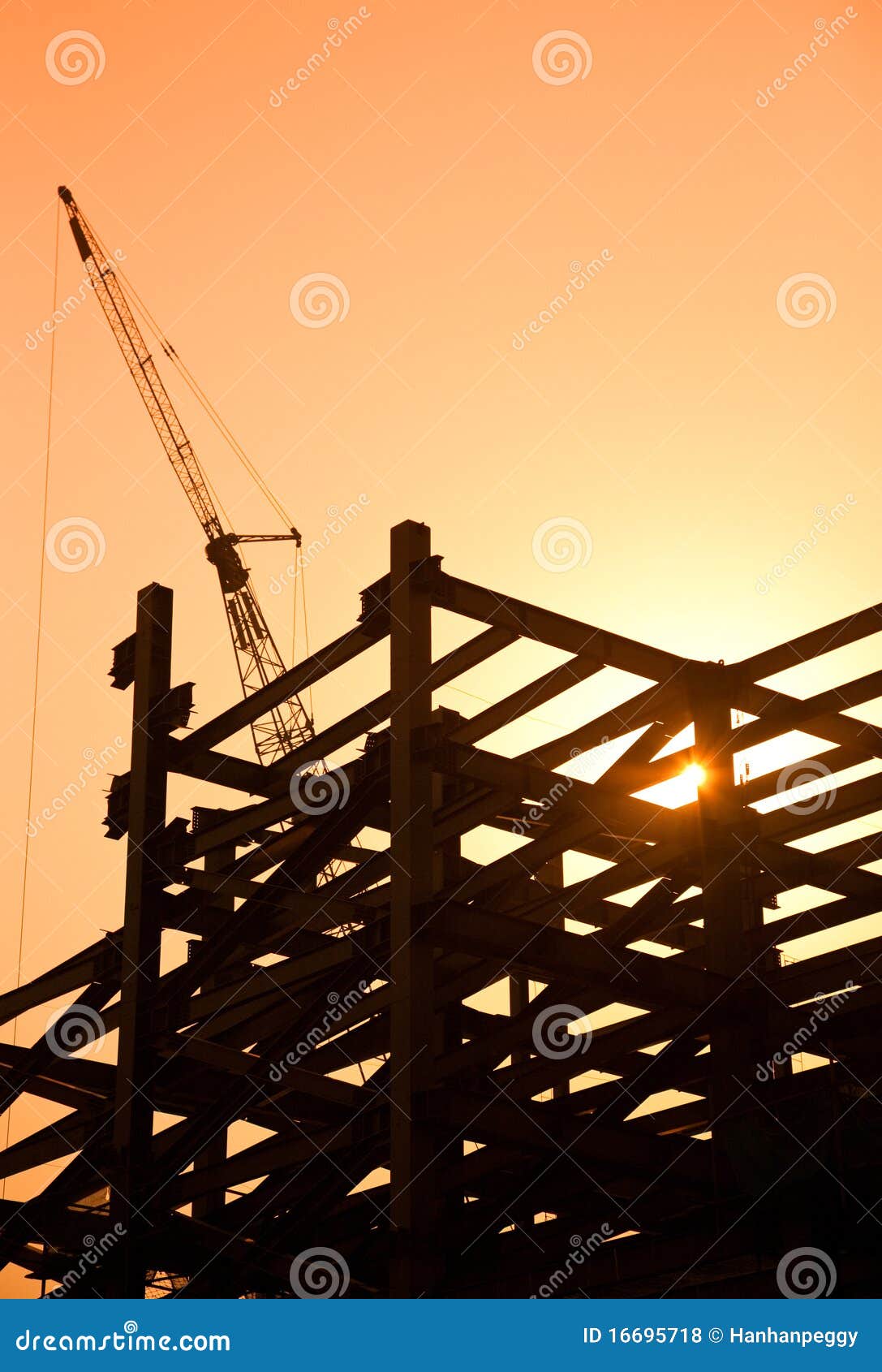 Construction Site at Sunset Stock Photo - Image of development, frame ...