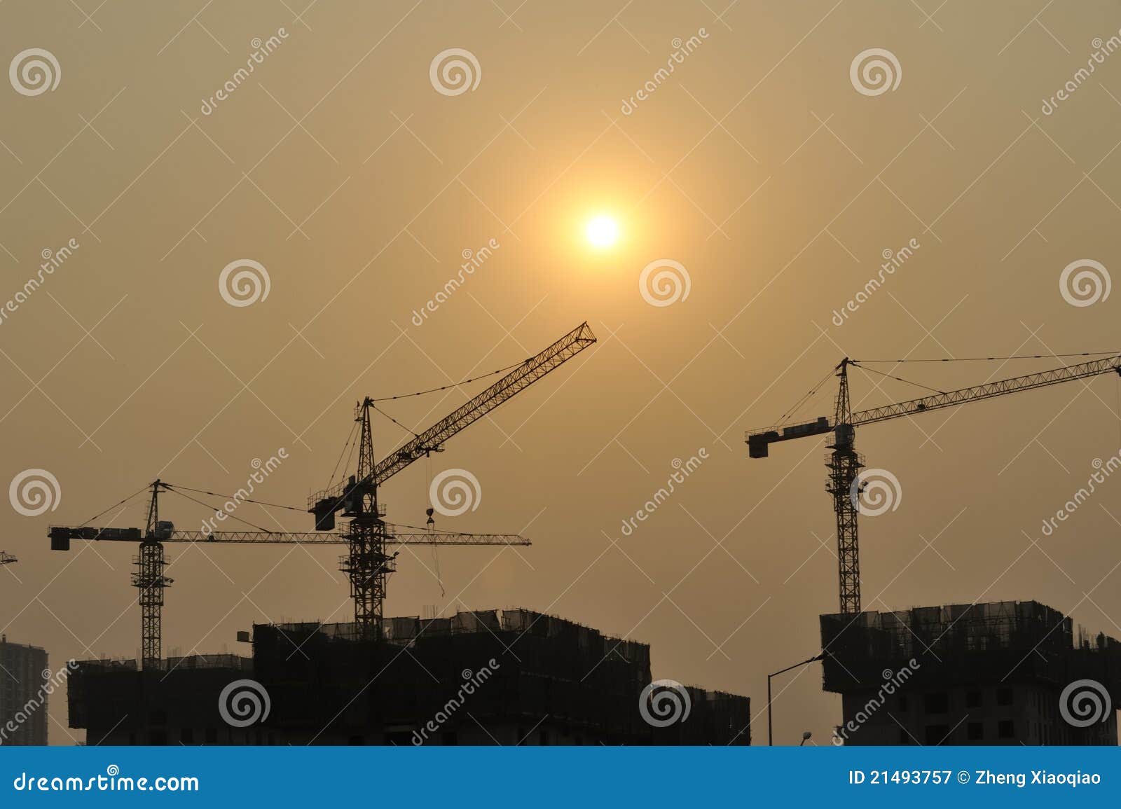 Construction Site on Sunset Stock Image - Image of architecture, people ...