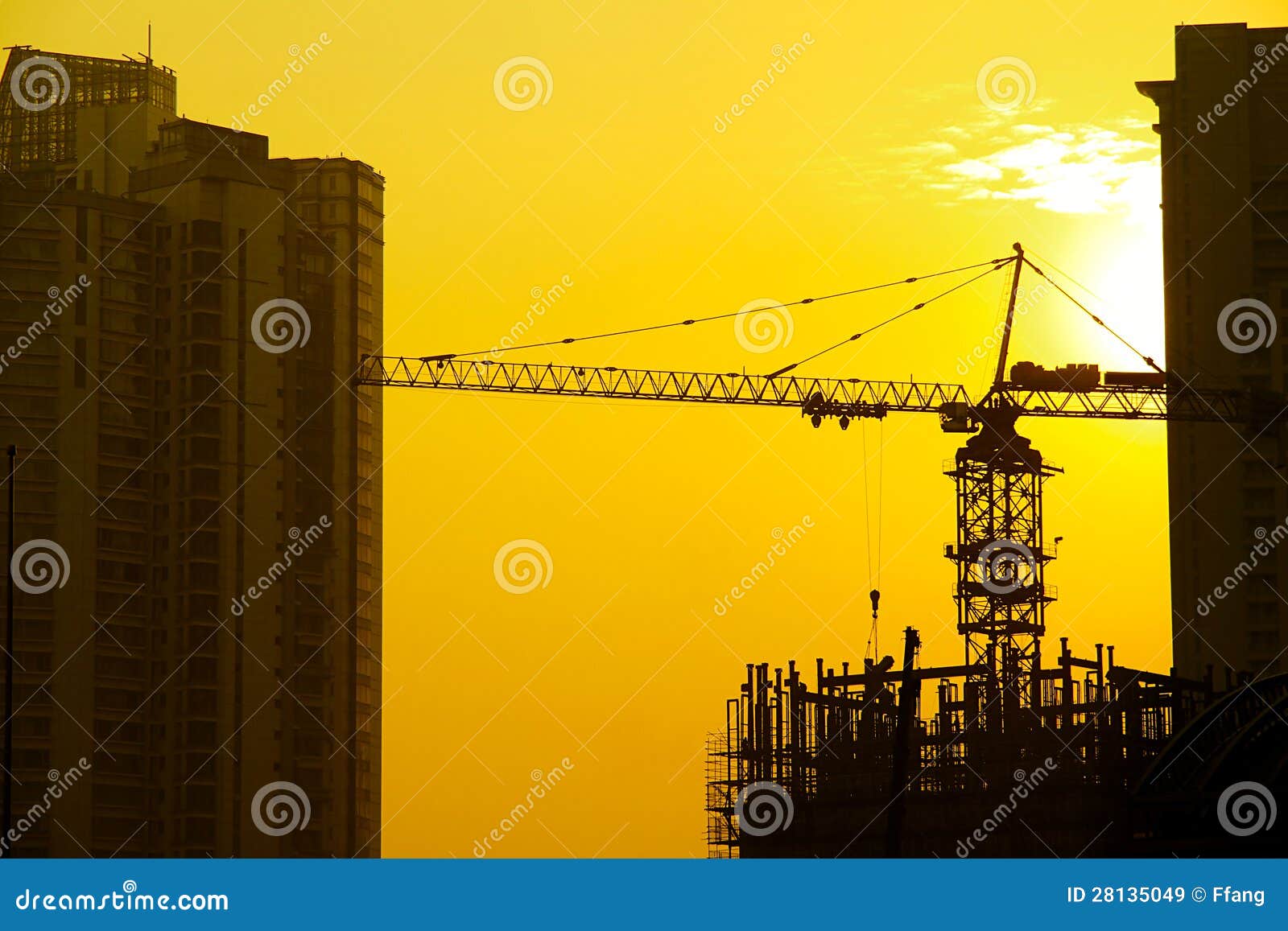 Construction Site on Sunset Stock Image - Image of asia, angle: 28135049