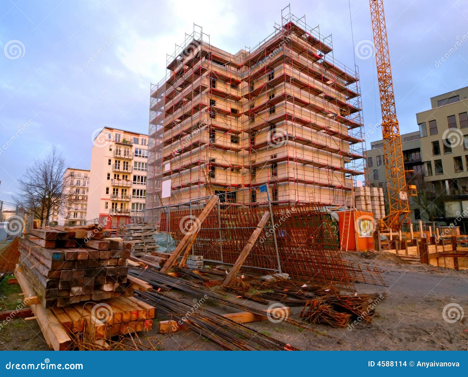Construction Site on a Sunset Stock Photo - Image of urban, industry ...