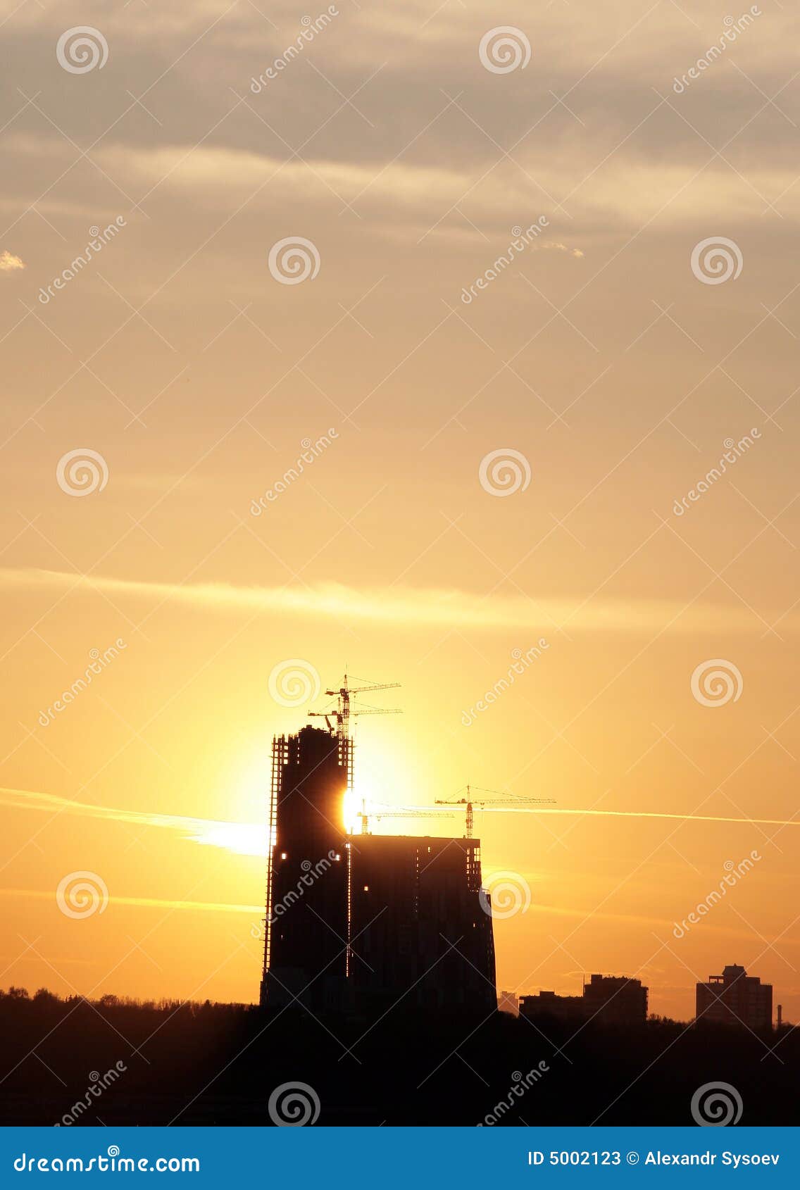 Construction Site on Sunset Stock Image - Image of architecture ...