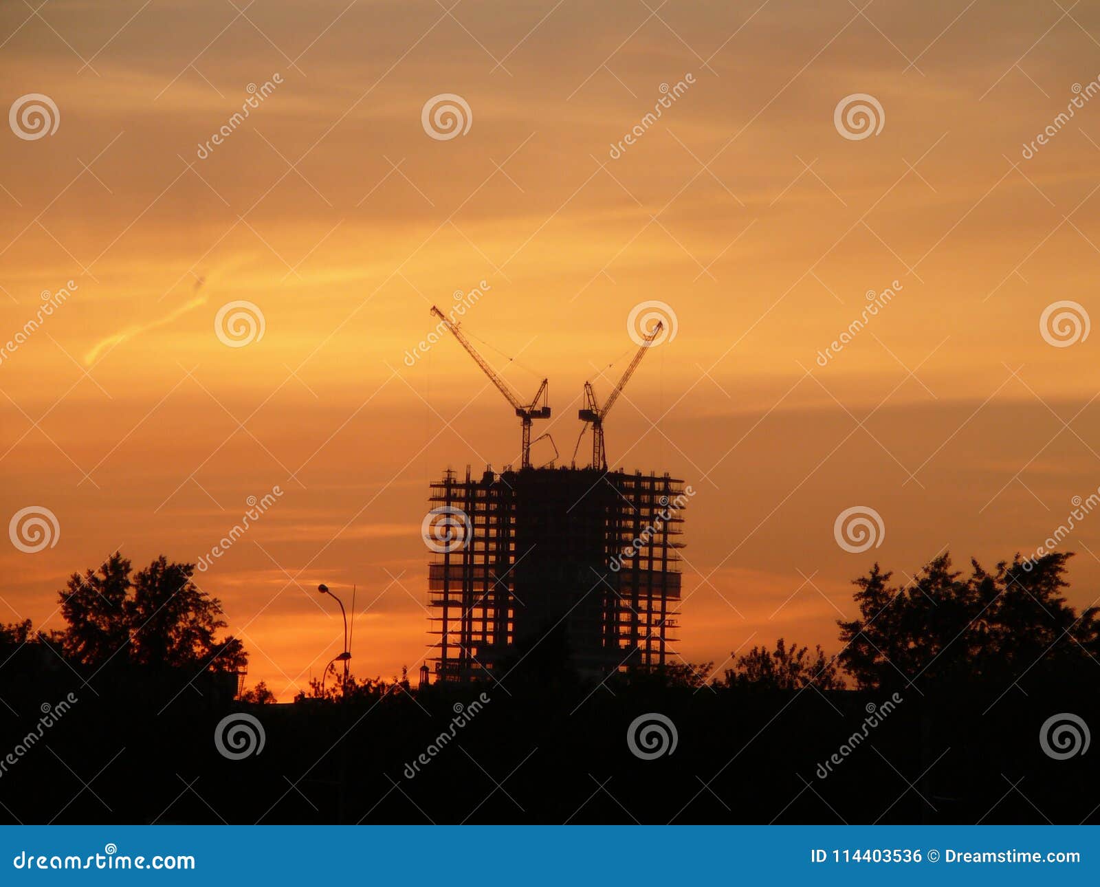 Construction Site in Sunset Clouds Editorial Photo - Image of beautiful ...