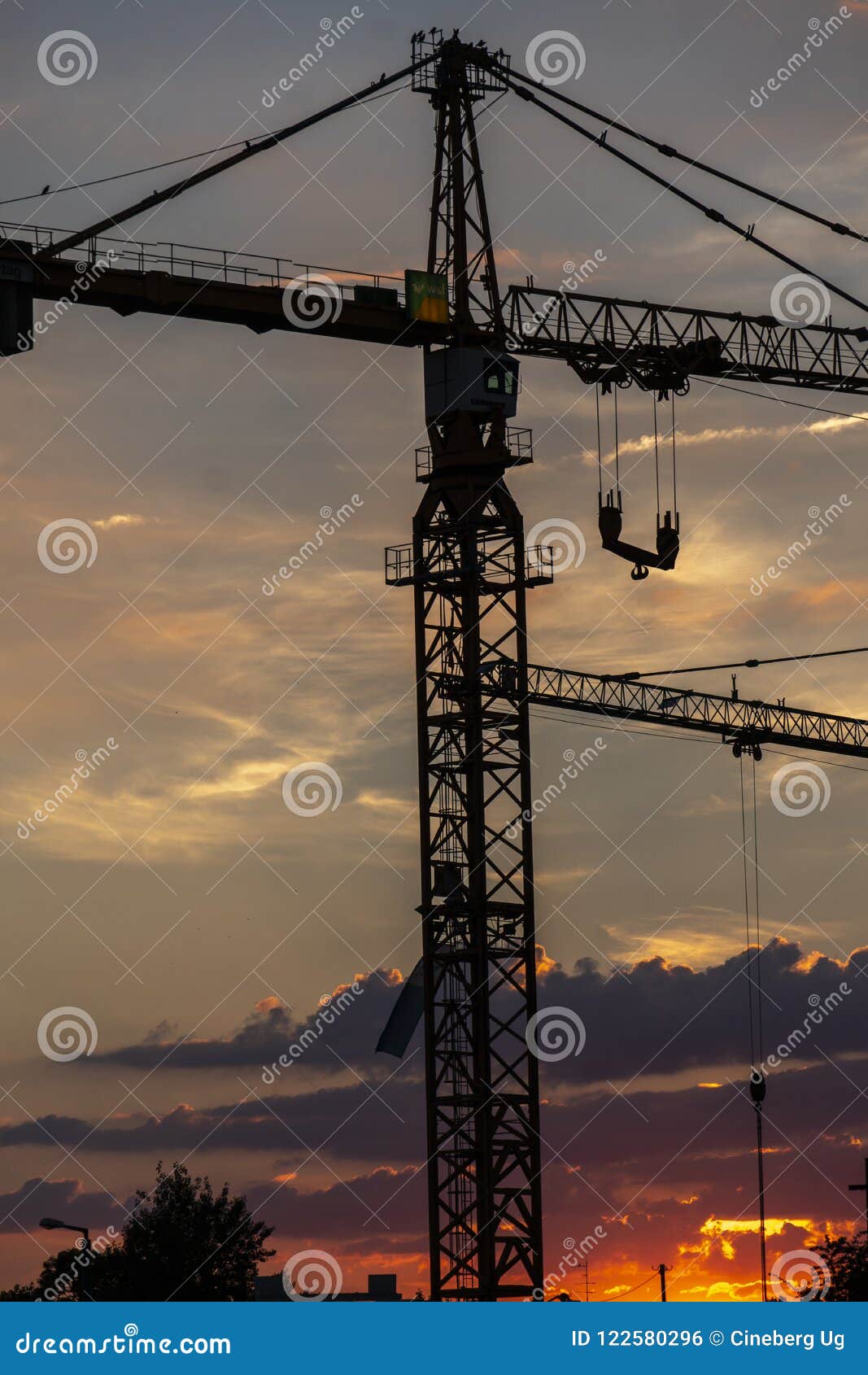 Construction Cranes at Sunset Stock Photo - Image of future, estate ...