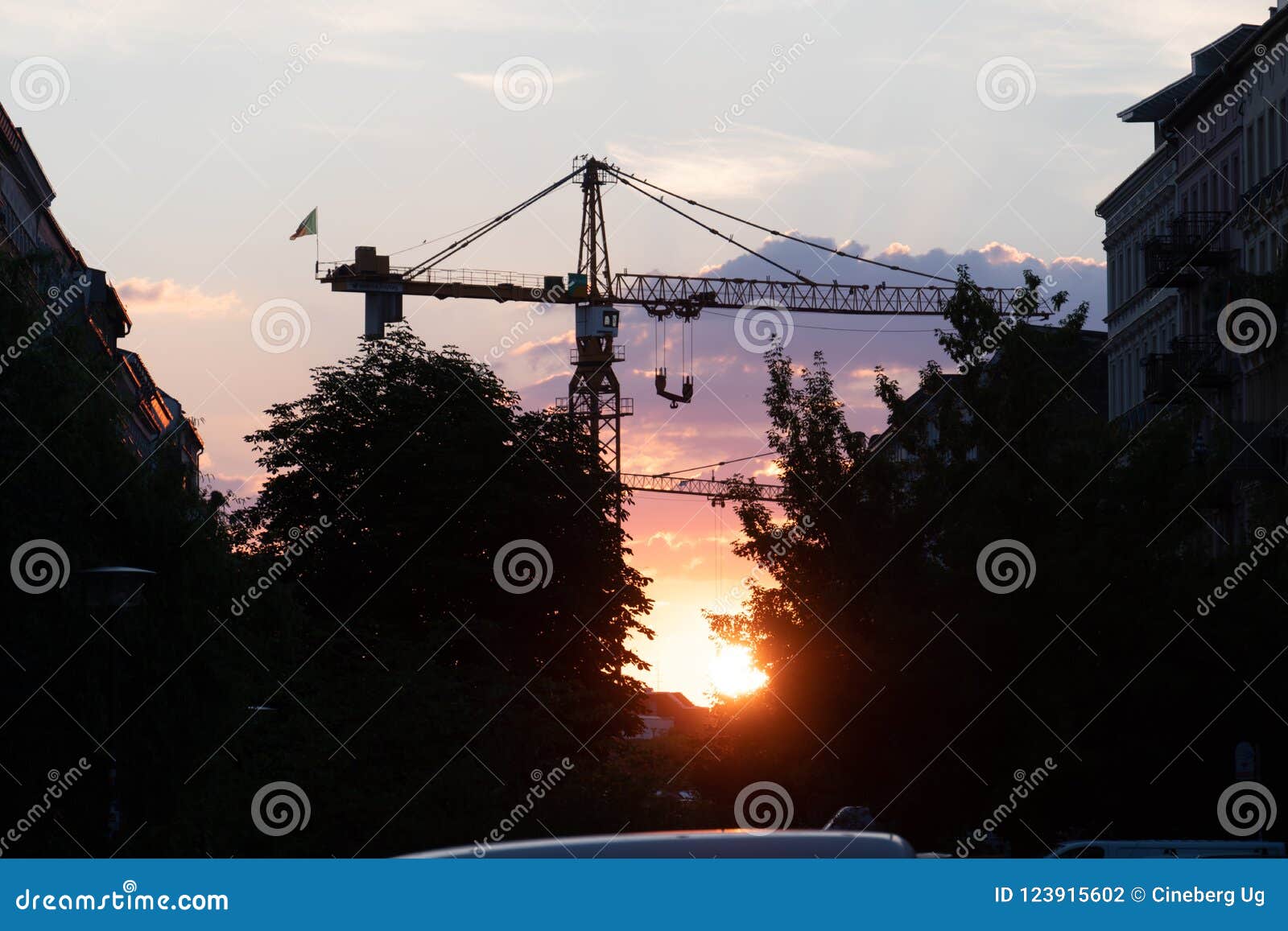 Construction Site Sunset with Cranes Stock Photo - Image of crane ...