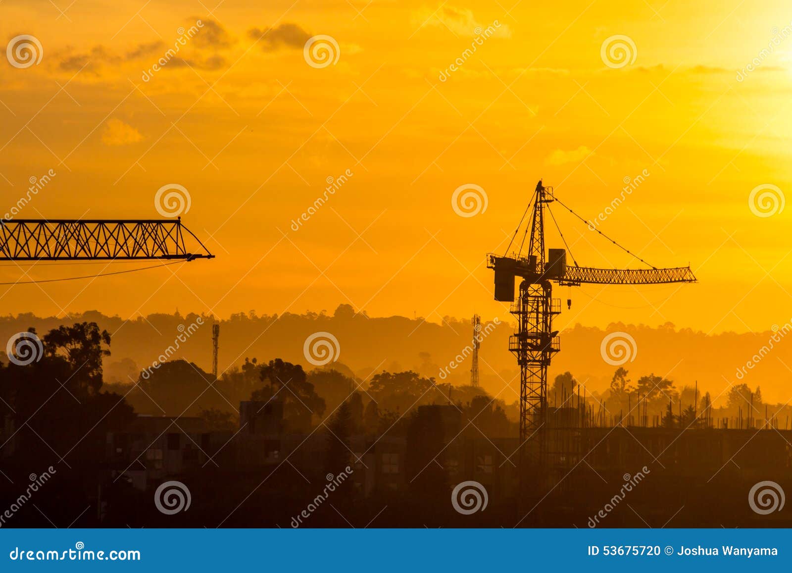 Construction Site at Sunset Stock Photo - Image of city, steel: 53675720