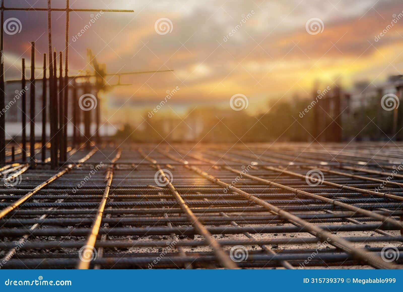 Construction Site in Sunset Lighting, End of Work Shift Stock Image ...
