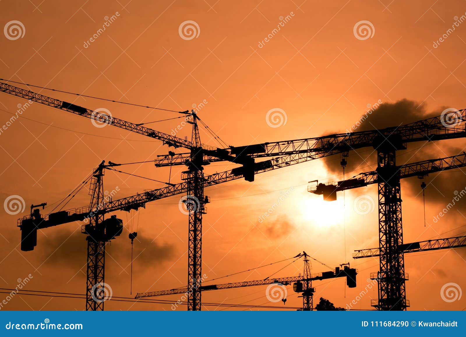 Construction Site at Sunset Stock Photo - Image of urban, engineering ...