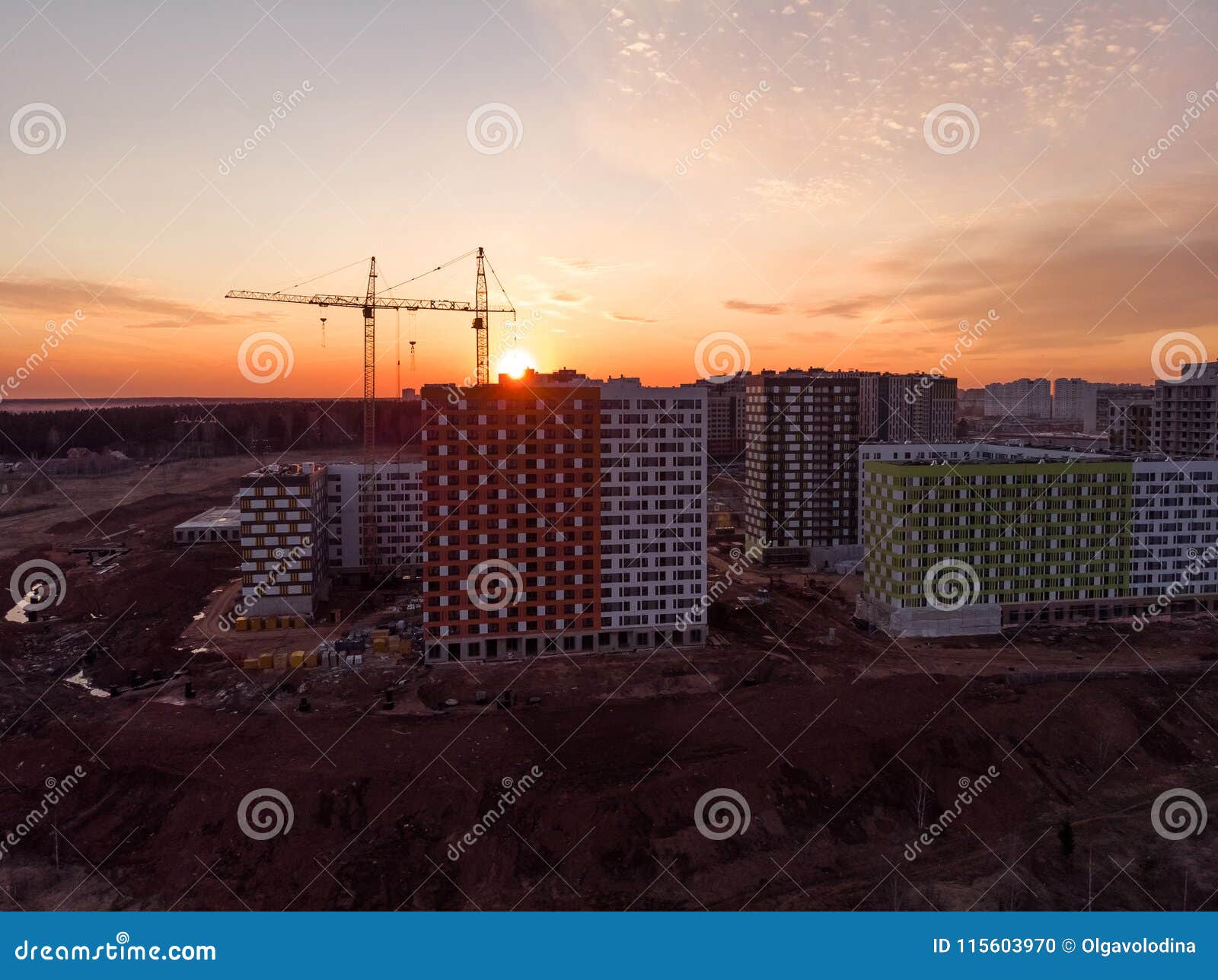 Construction Site at Sunset Shot from Above Stock Photo - Image of ...