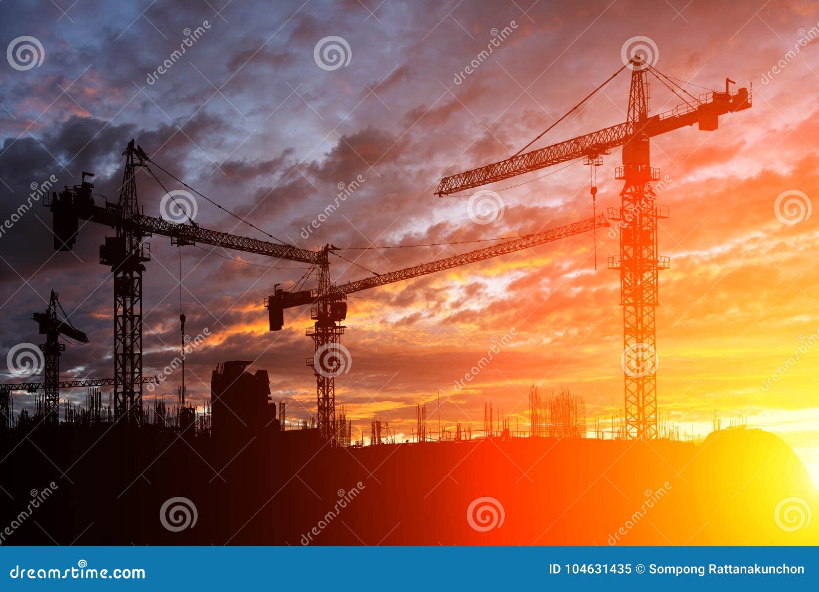 Construction Site at Sunset Stock Image - Image of maintenance ...