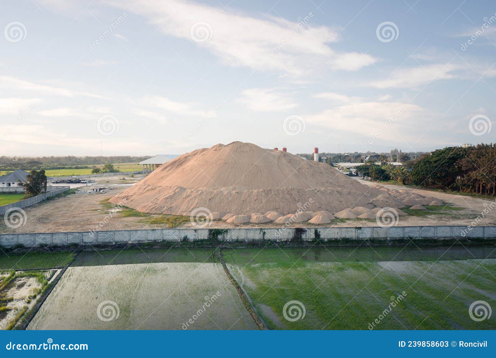 Construction Site with Sunset Sky Background. Stock Image - Image of ...