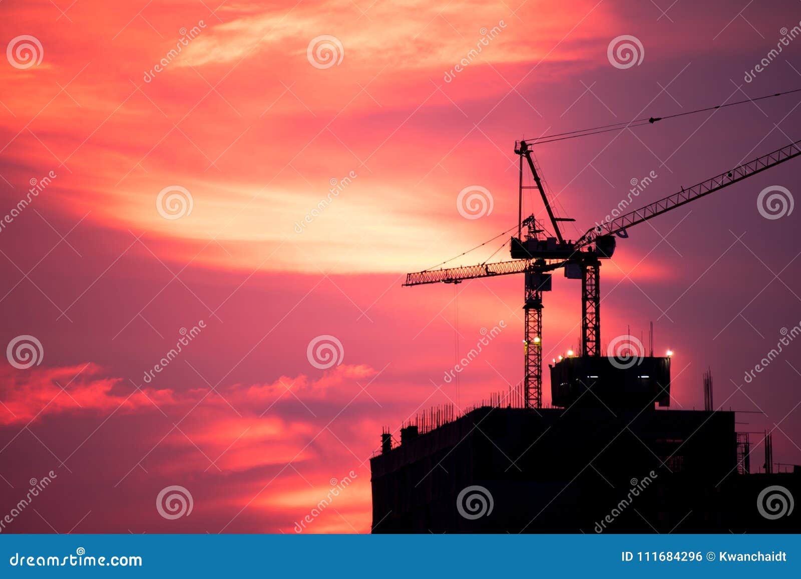 Construction Site at Sunset Stock Photo - Image of development, city ...