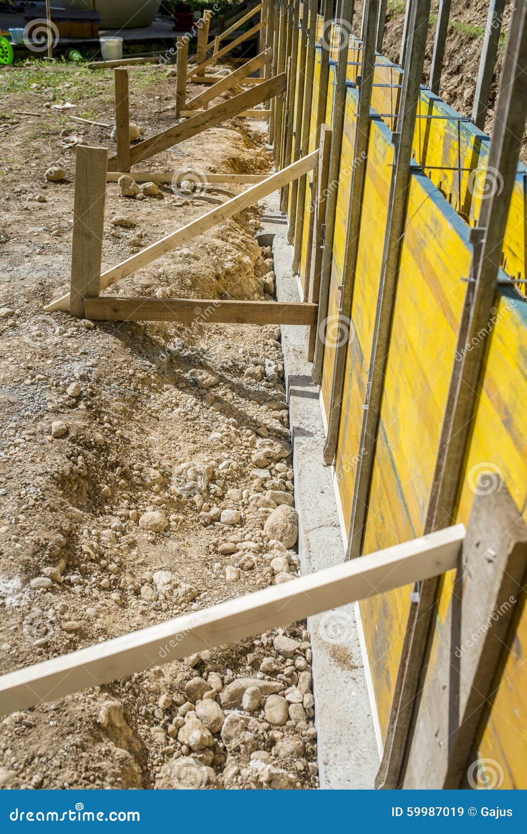 Construction Site with Supported Wooden Yellow Panels Stock Image ...