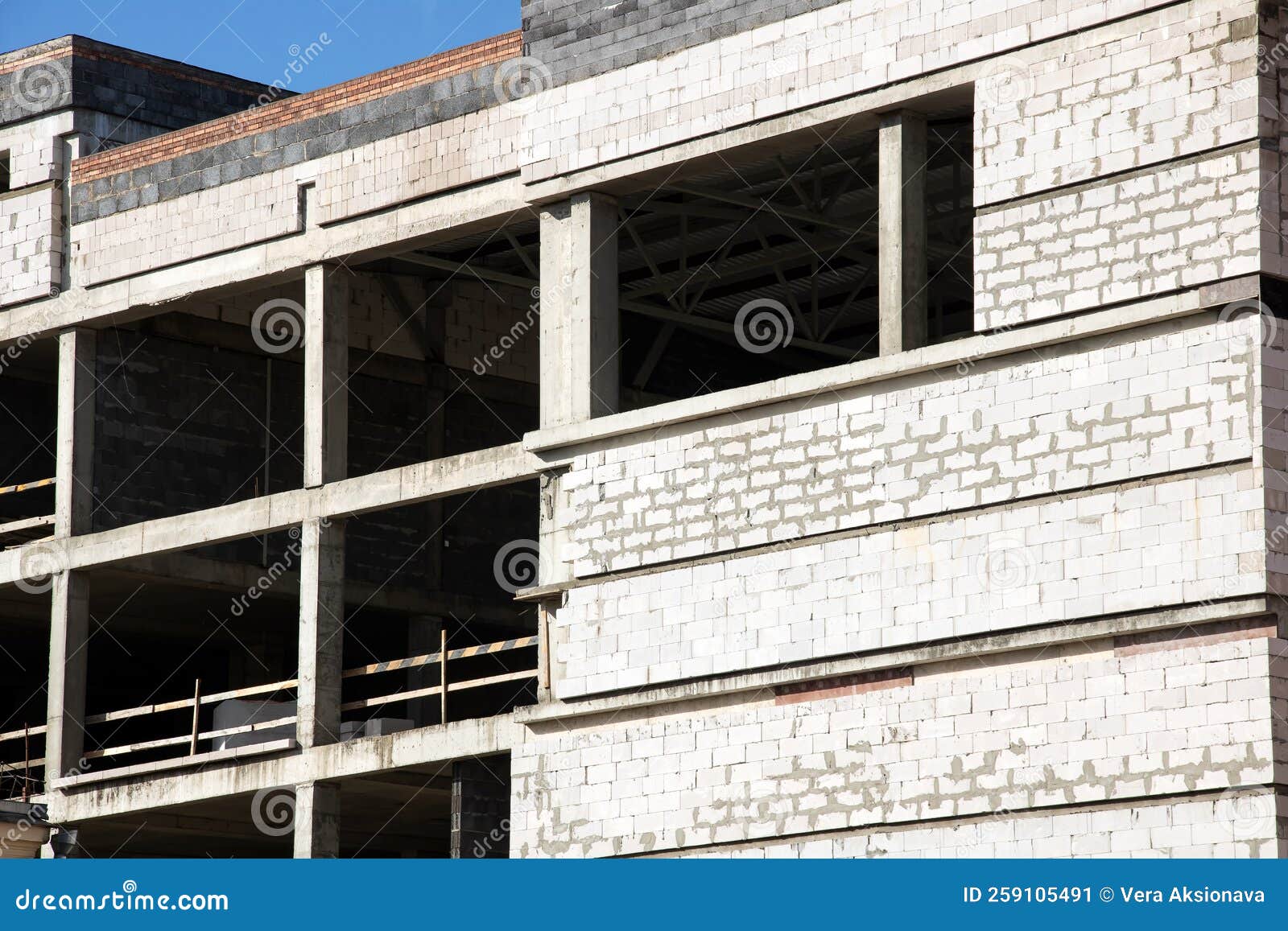 Construction Site and Construction of Tall Building from Blocks Stock ...